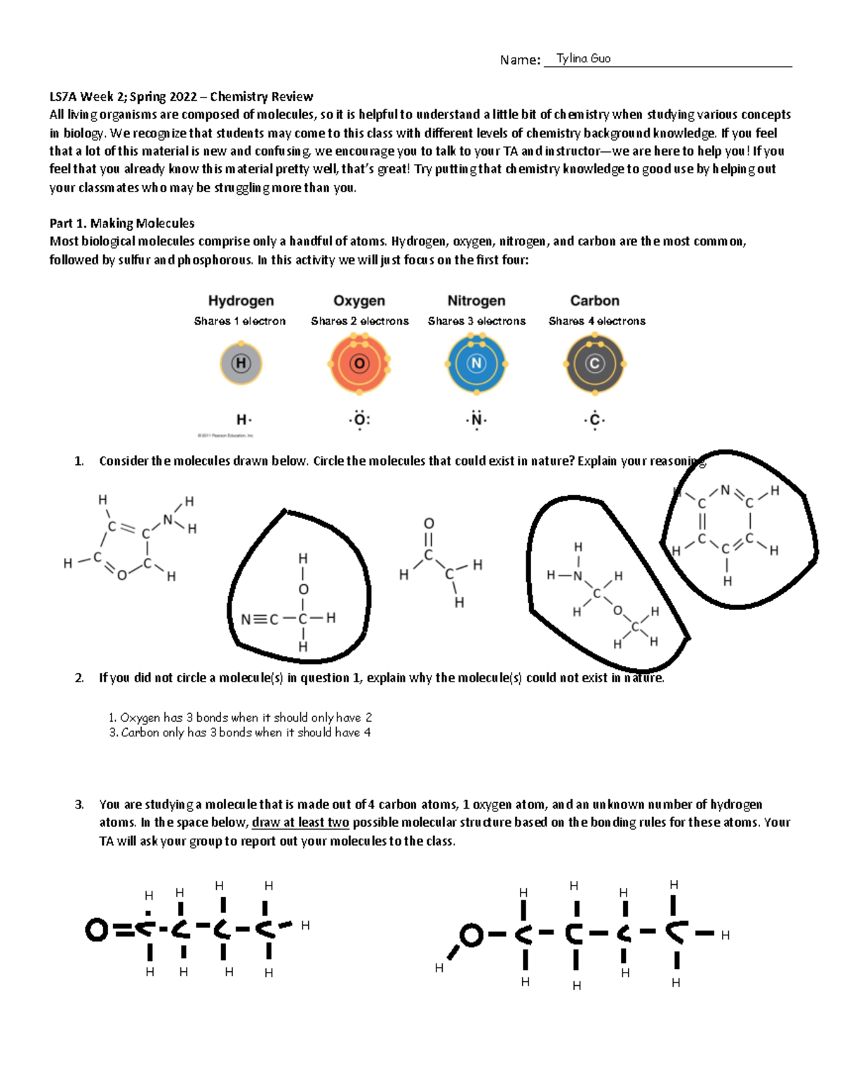 S. Chemistry Review Discussion Worksheet - Name ...