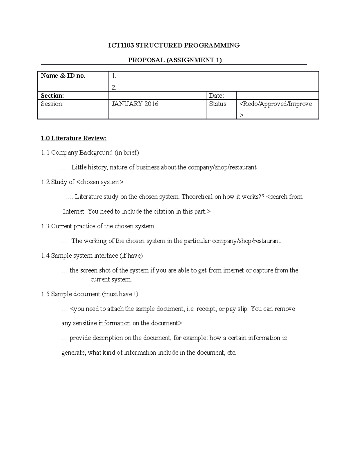 ICT 1103 Structured Programming - ICT1103 STRUCTURED PROGRAMMING ...