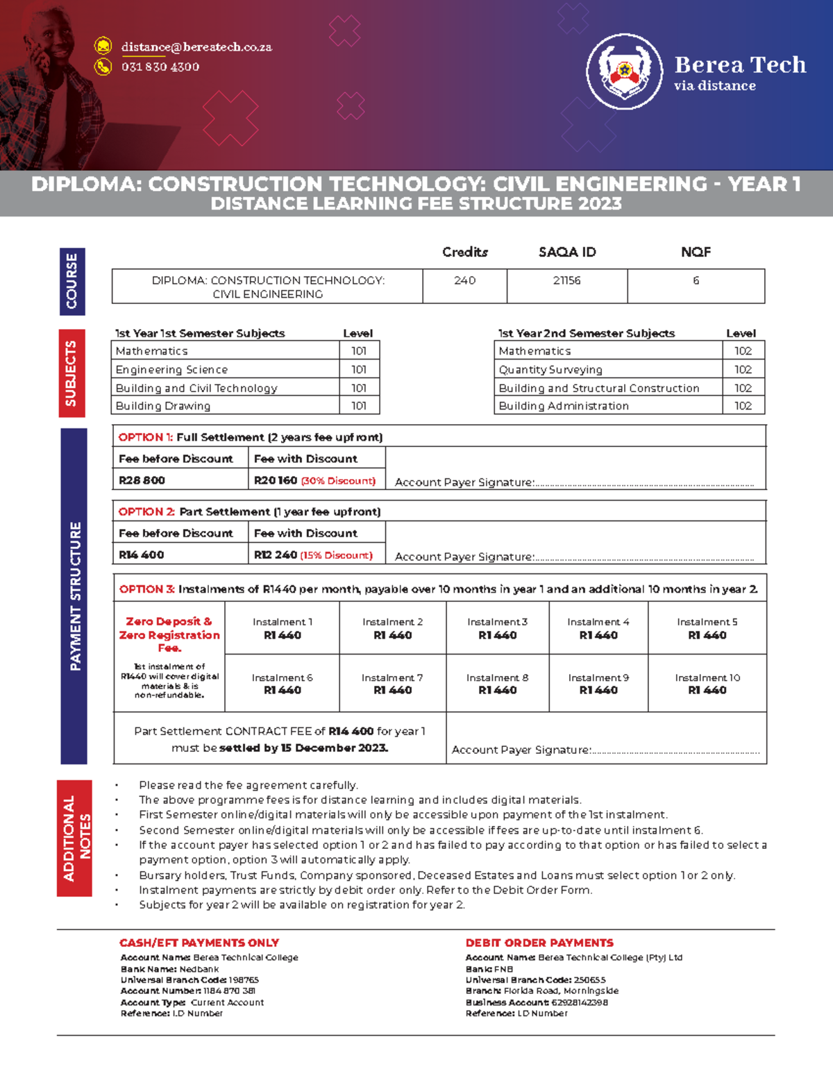 2023 fees - Diploma- Construction Technology- Civil Engineering Year 1 ...