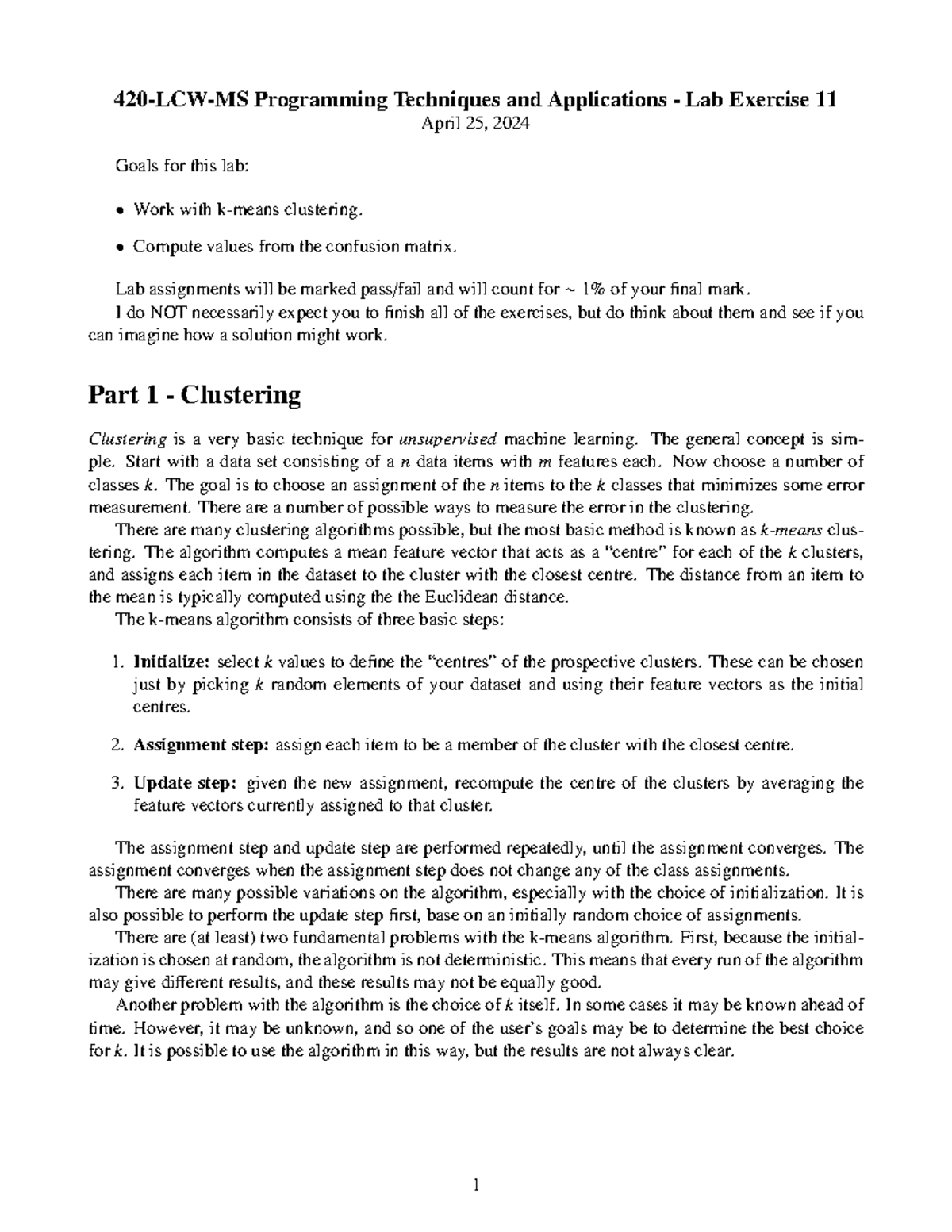 Lab11 - lab - 420-LCW-MS Programming Techniques and Applications - Lab Exercise 11 April 25 ...