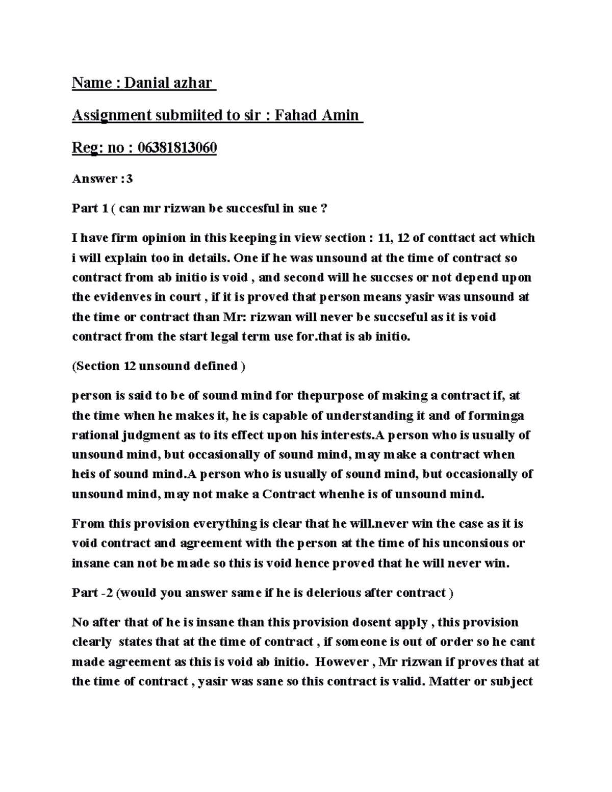 Pakistan studies material - Name : Danial azhar Assignment submiited to ...