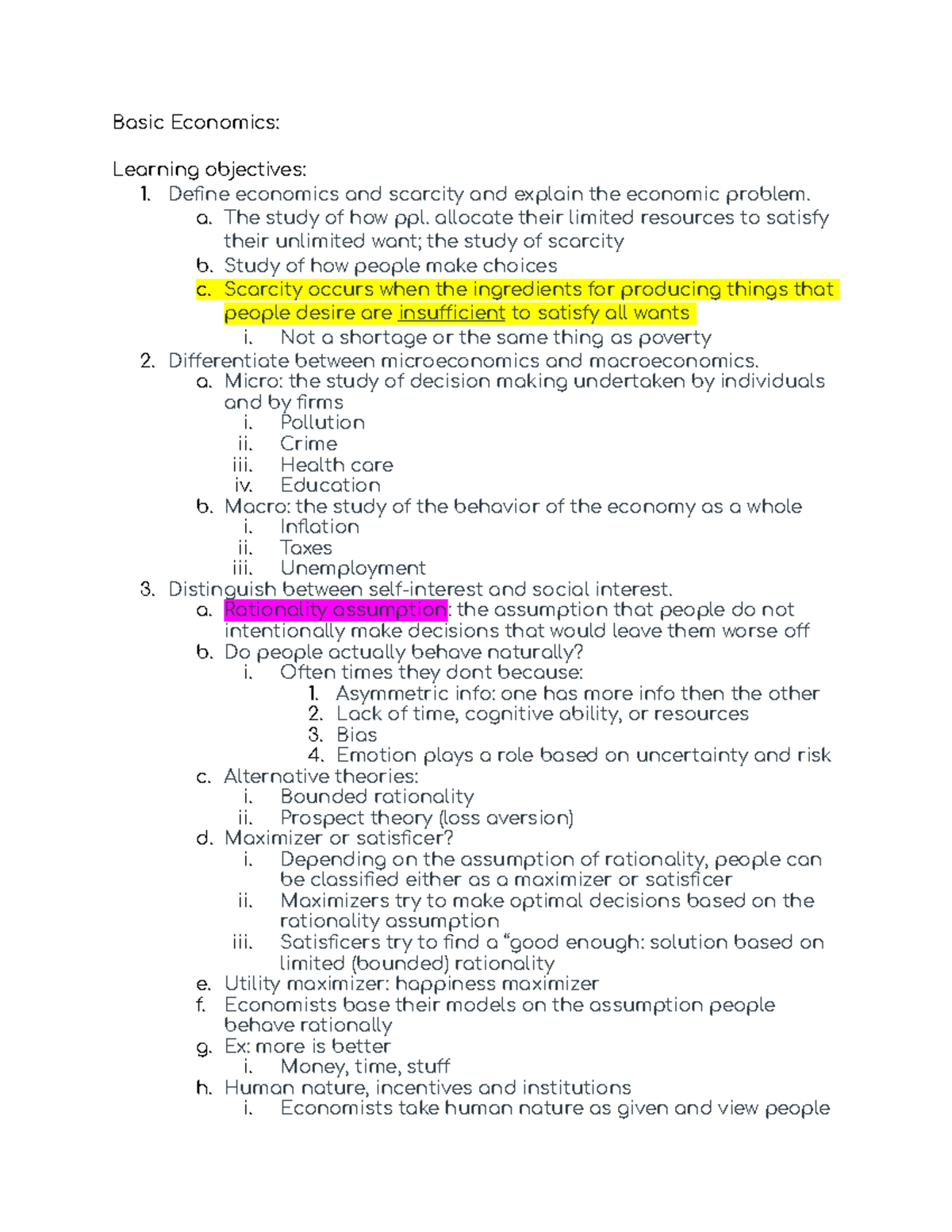 Econ Notes Module 1 - Professor Graf - Basic Economics: Learning ...