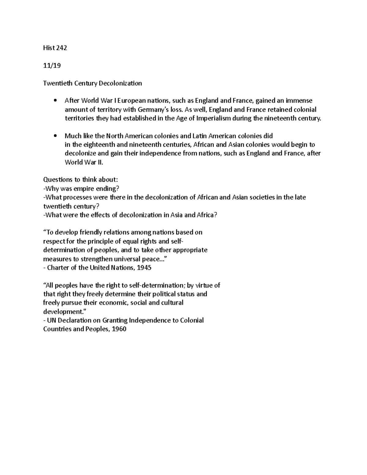 Hist 242 11:19 - lecture notes from class - Hist 242 Twentieth Century ...