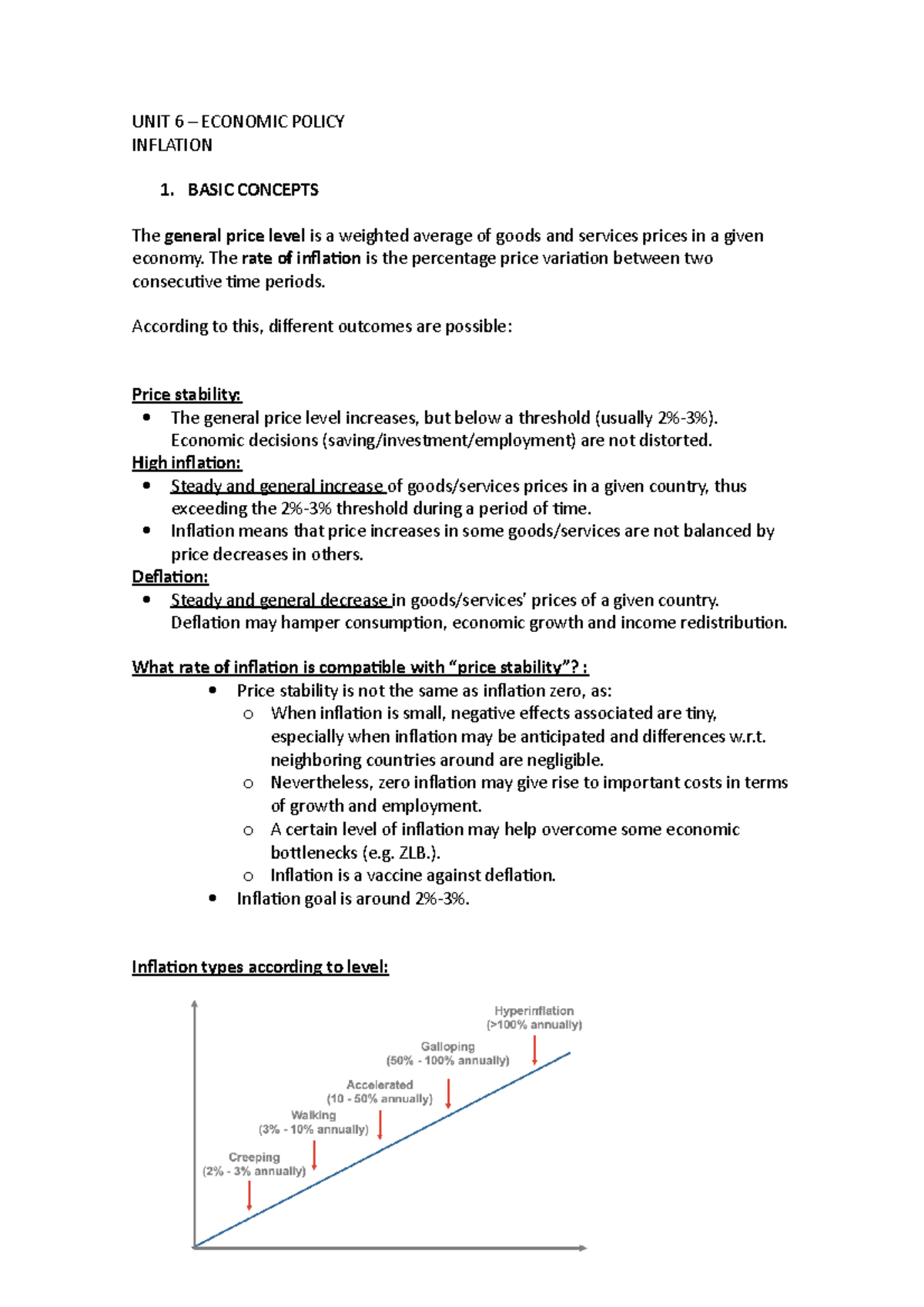 UNIT 6 - INFLATION - UNIT 6 – ECONOMIC POLICY INFLATION 1. BASIC ...