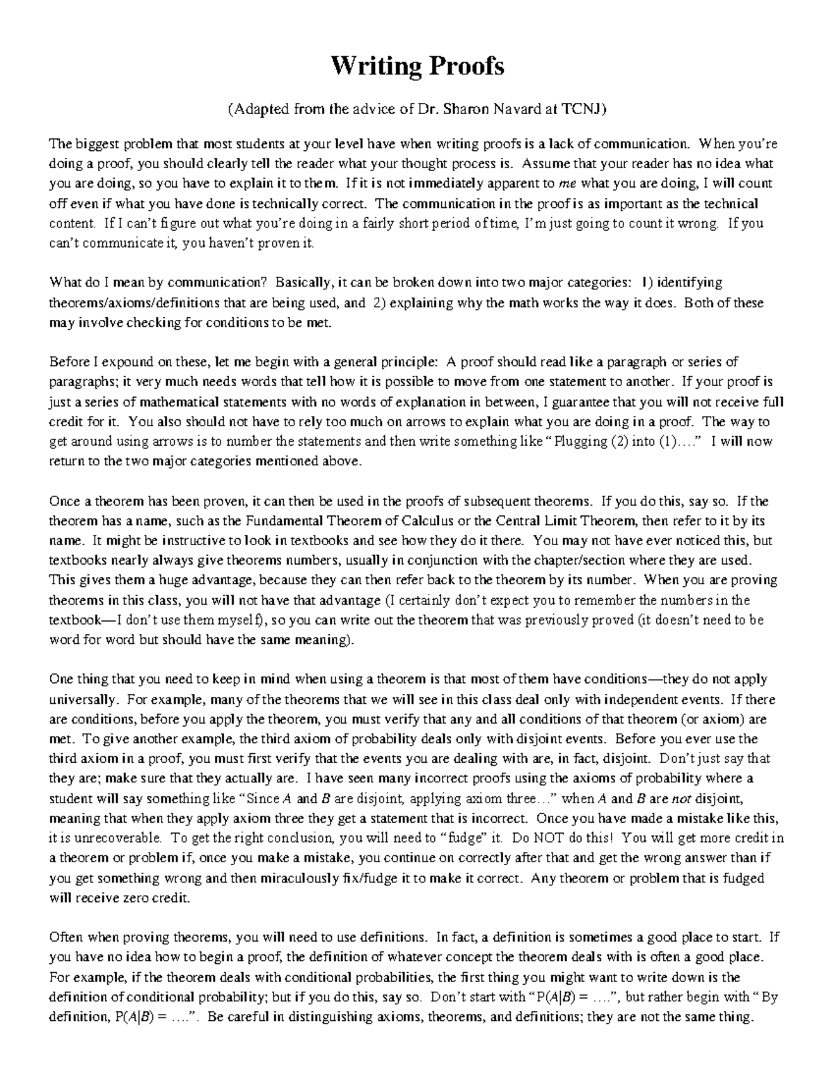 Writing proofs from Omar Hagrass - Writing Proofs (Adapted from the ...