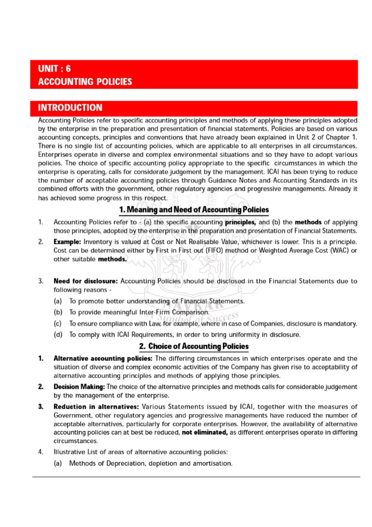 UNIT : 6 ACCOUNTING POLICIES - ca foundation - Studocu