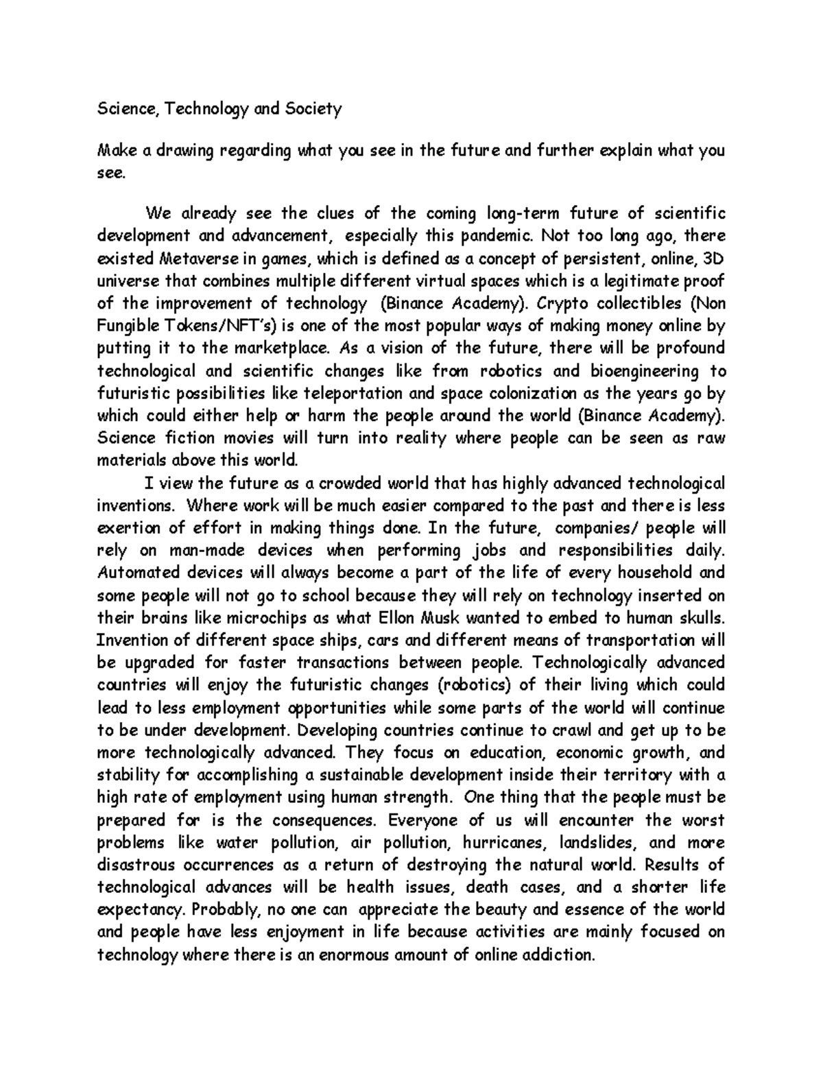 Science Prediction about the future - Science, Technology and Society ...