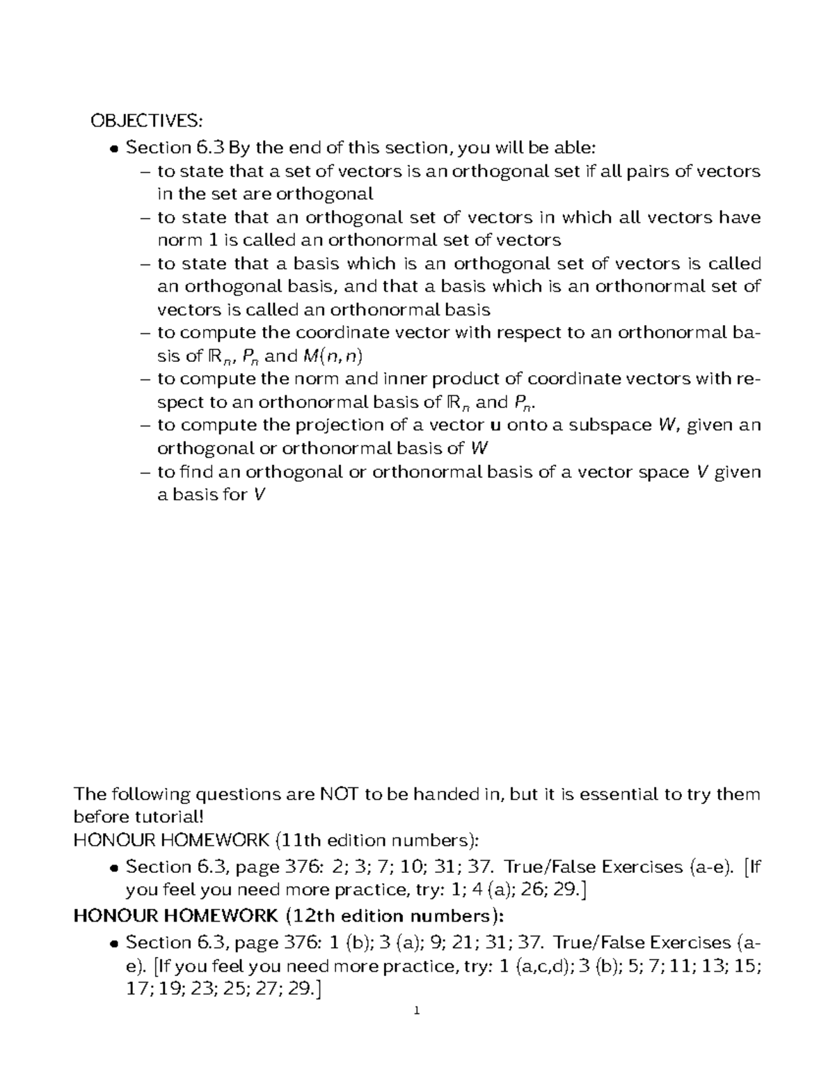 Section 6 3 - Notes - OBJECTIVES: Section 6 By the end of this section ...