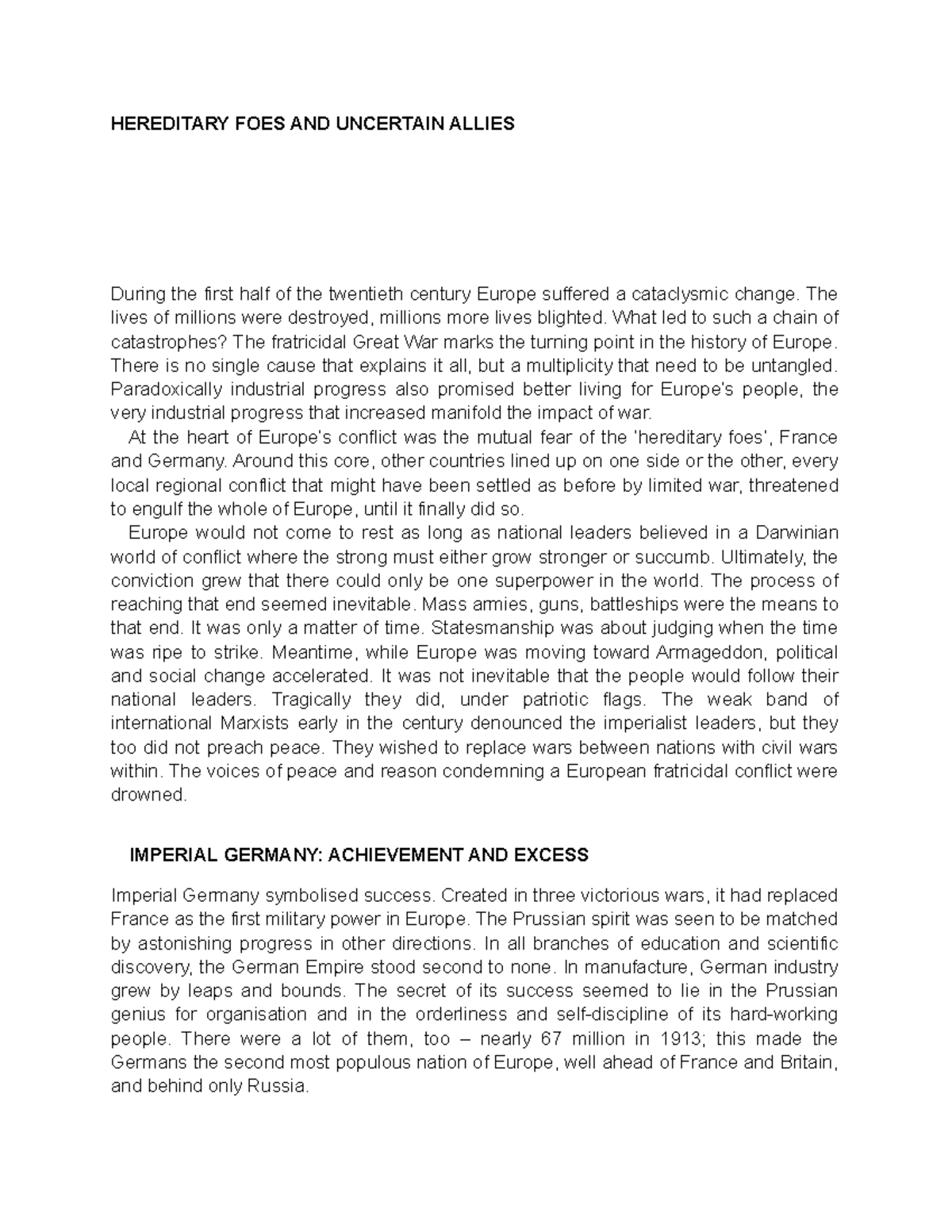 Social Change and National Rivalry in Europe - HEREDITARY FOES AND ...