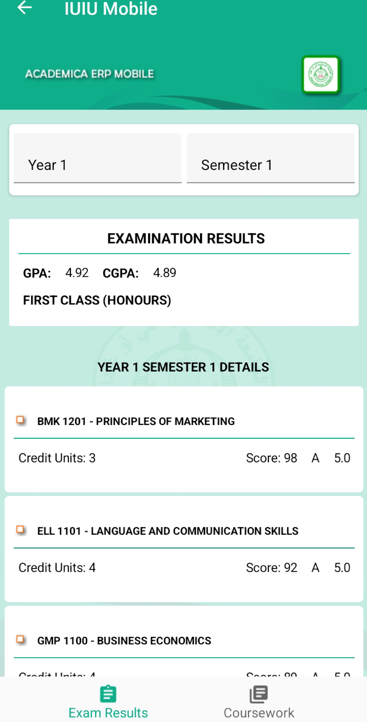 Cgpa - I love research and findings - IUIU Mobile ACADEMICA ERP MOBILE ...