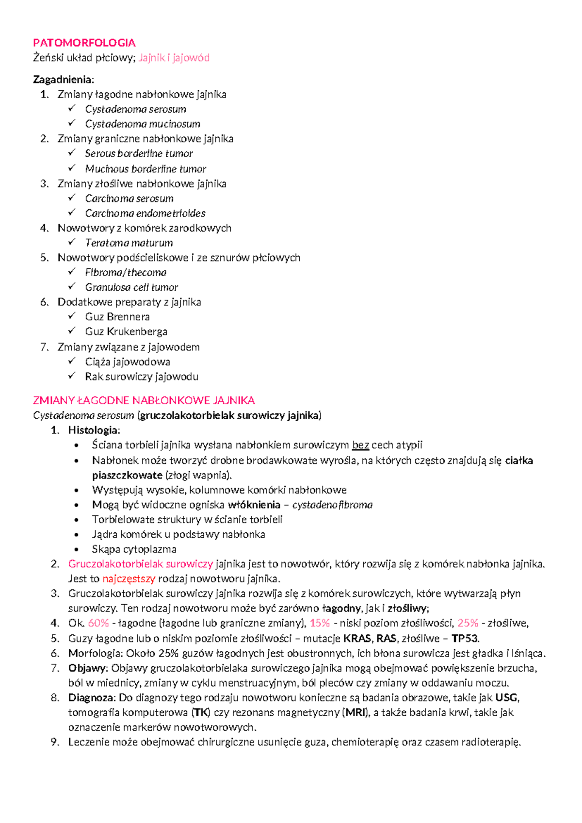 Ćwiczenia 4. Żeński układ płciowy - Jajniki i jajowody; Notatka ...