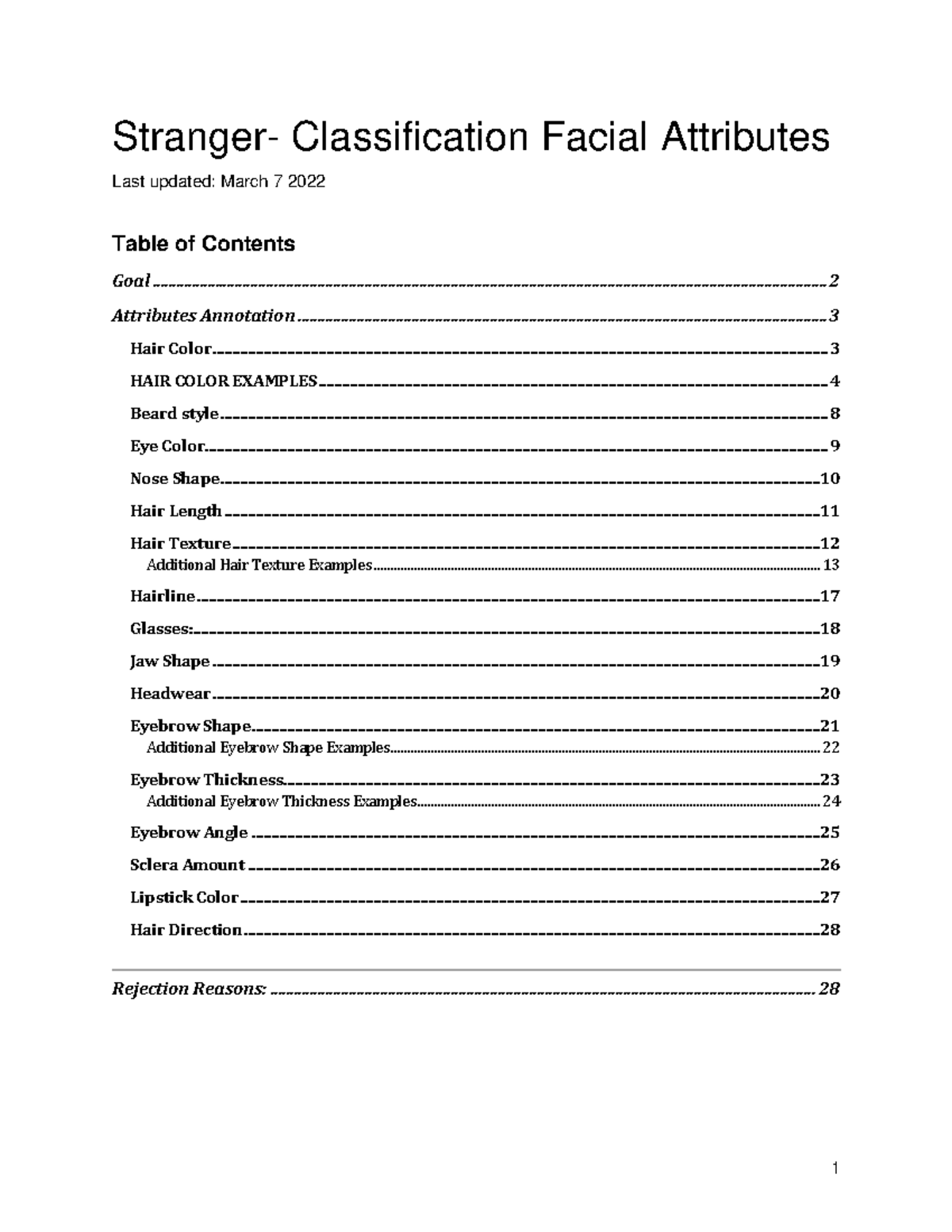 Stranger Classification Facial Attributes Guidelines - March 2022 ...