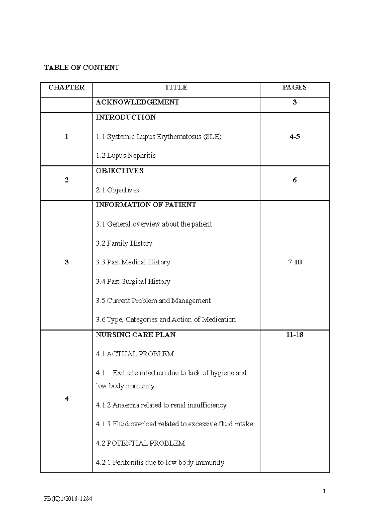 Case study - TABLE OF CONTENT CHAPTER TITLE PAGES ACKNOWLEDGEMENT 3 1 ...