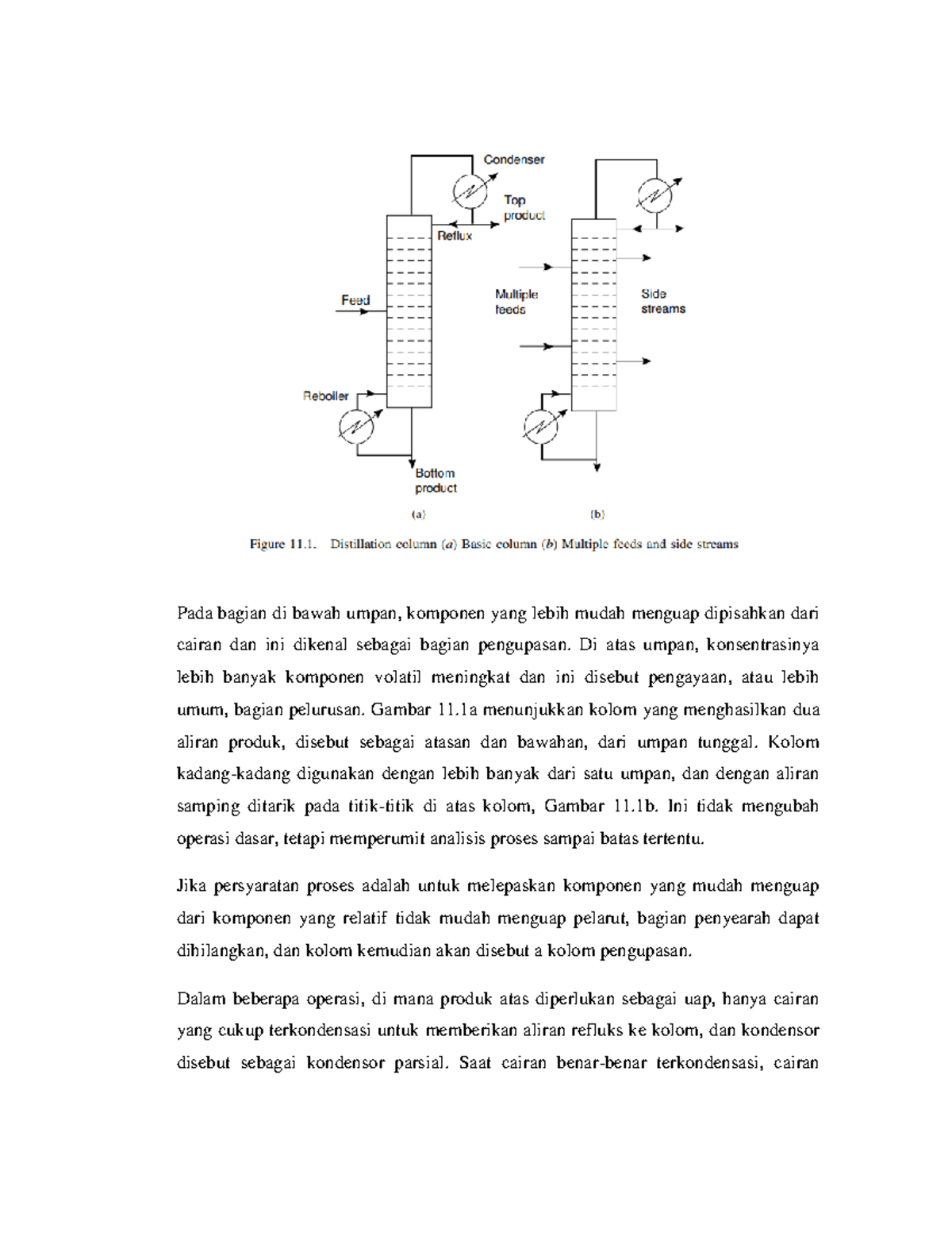 Pertimbangan refluks dan refluks total - Pada bagian di bawah umpan ...