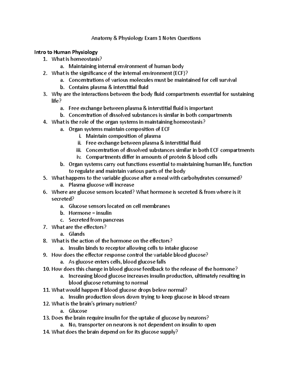 A&P Exam 1 Note Questions - Anatomy & Physiology Exam 1 Notes Questions ...