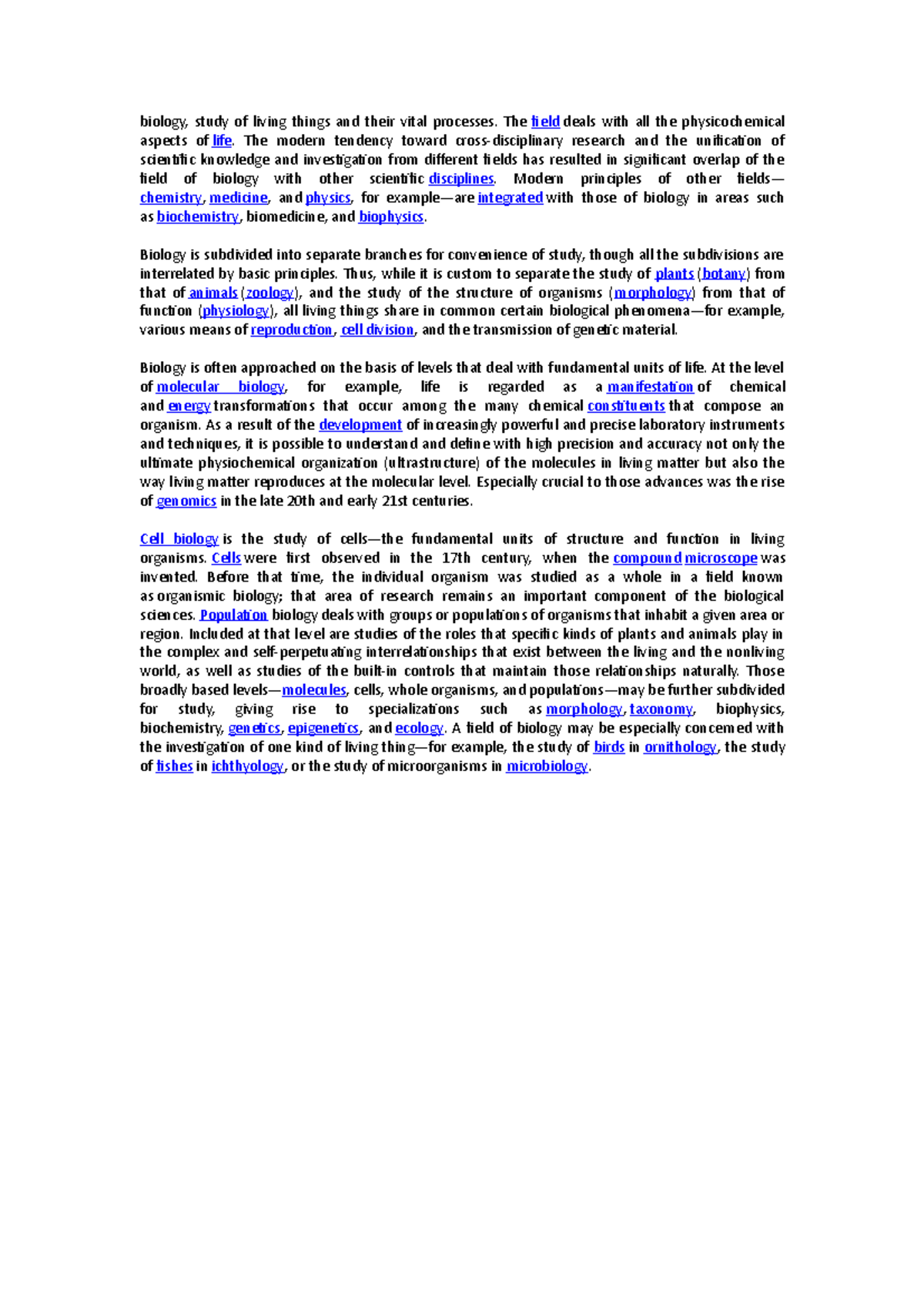 Biology 1 - sddsadas - biology, study of living things and their vital ...