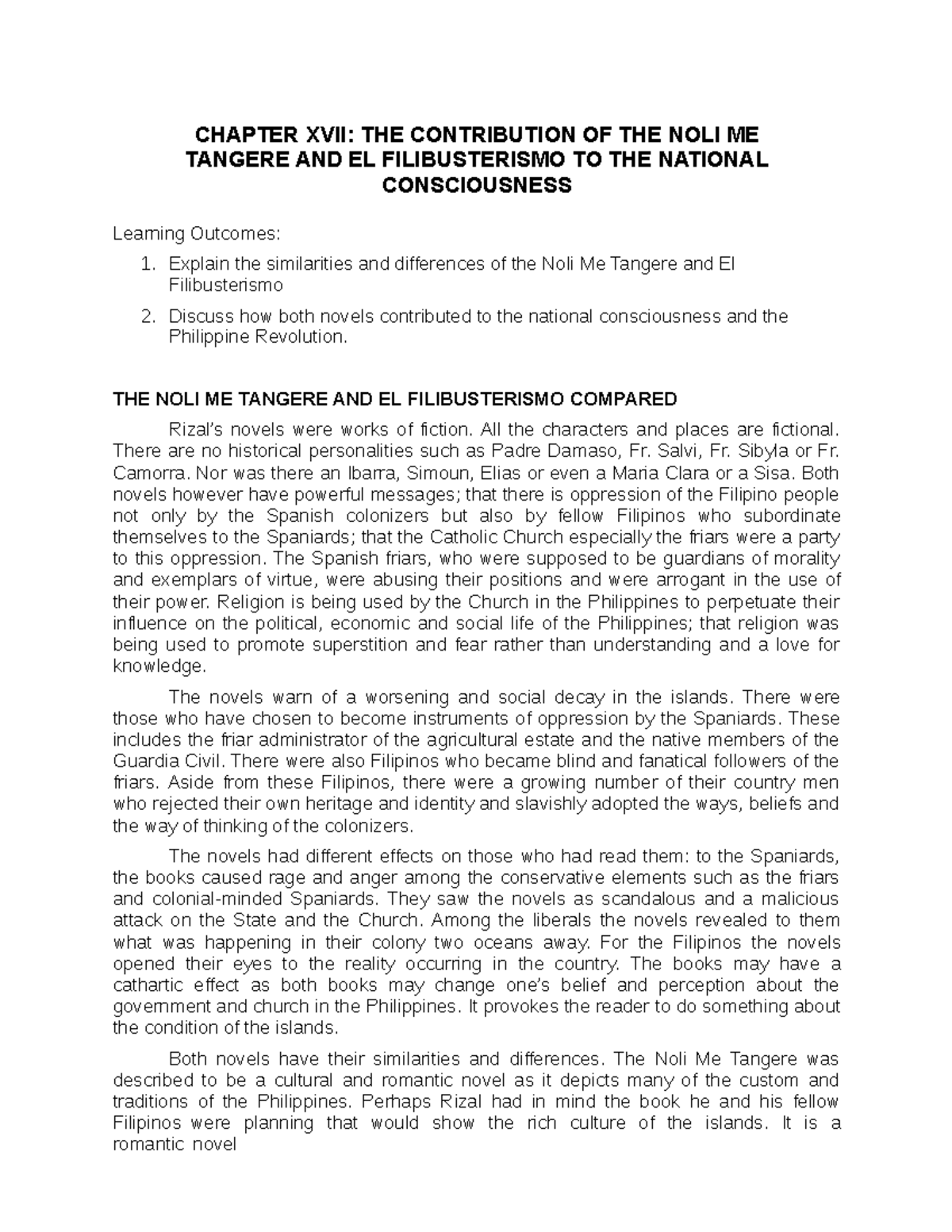 Life and Works of Rizal Chapter 17 - CHAPTER XVII: THE CONTRIBUTION OF ...