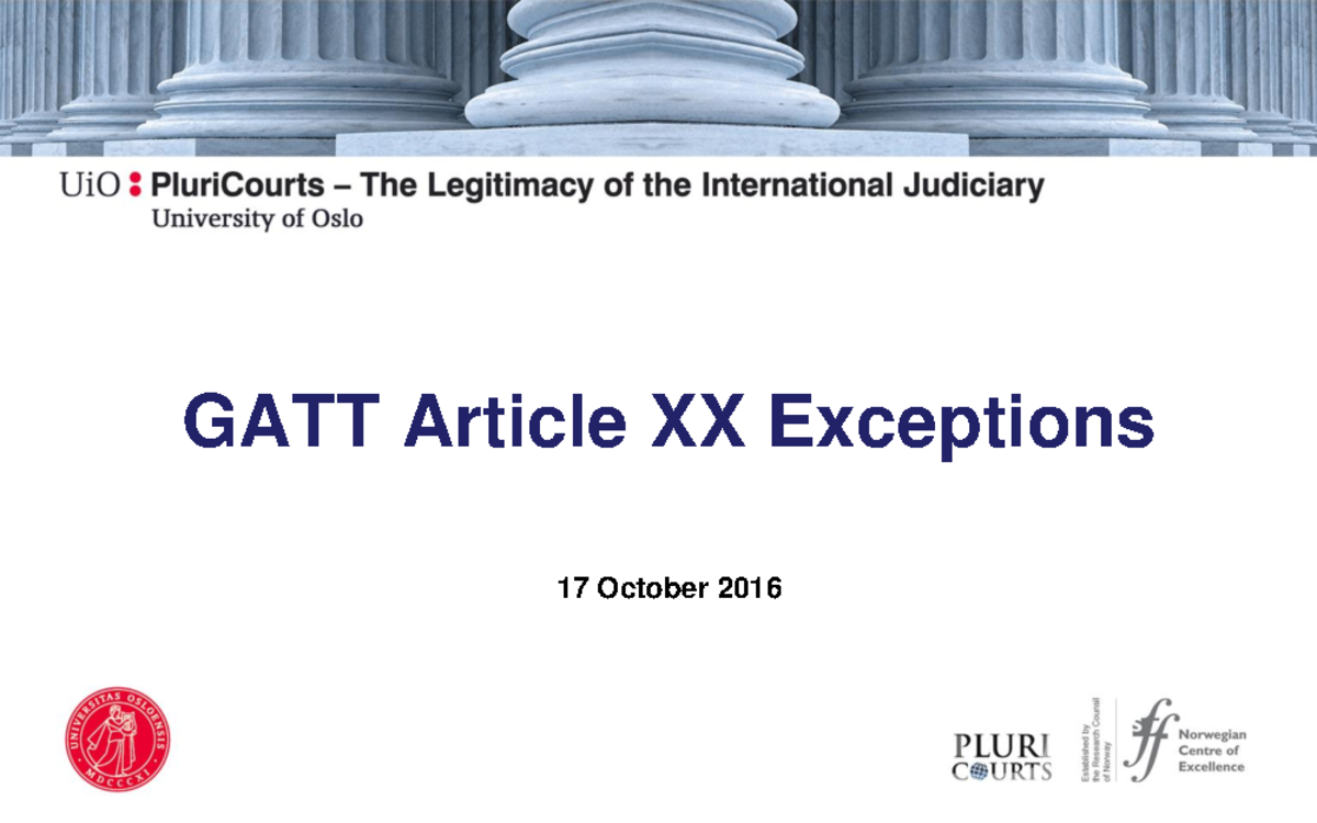 General Exceptions Power Point - GATT Article XX Exceptions 17 October ...