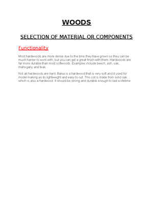 Woods - DT YR1 - Woods Using and working with materials Types of wood ...