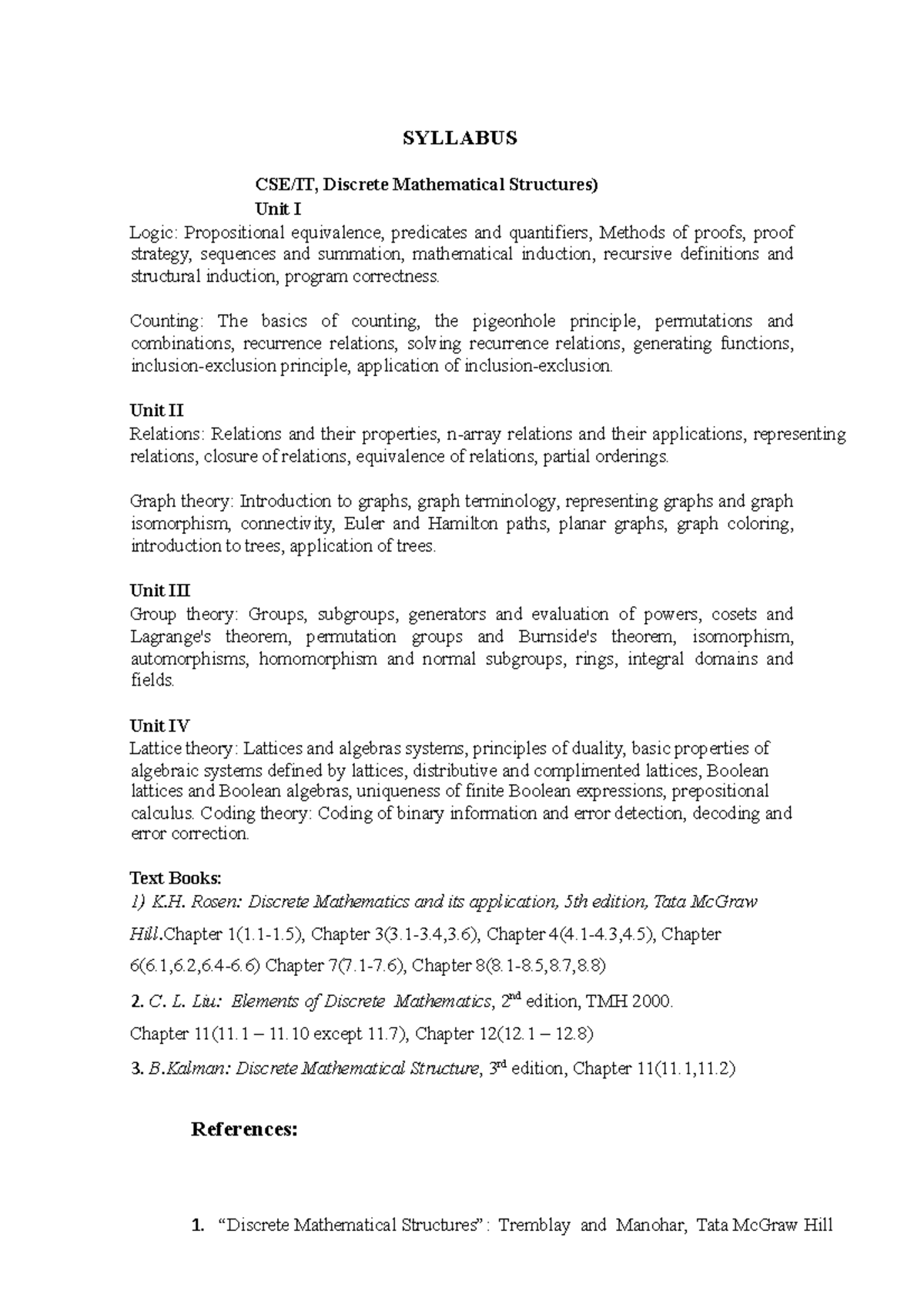 Discreate Maths Lecture Notes Of Class Syllabus Cseit Discrete