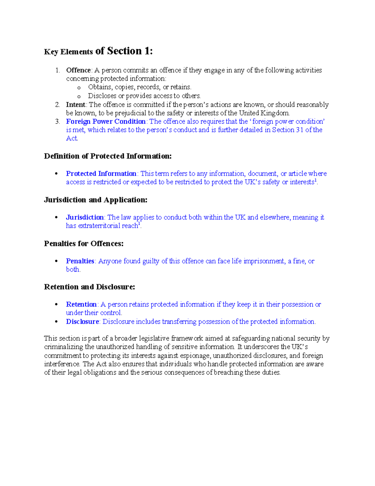 Statute - Key Elements of Section 1: 1. Offence: A person commits an ...