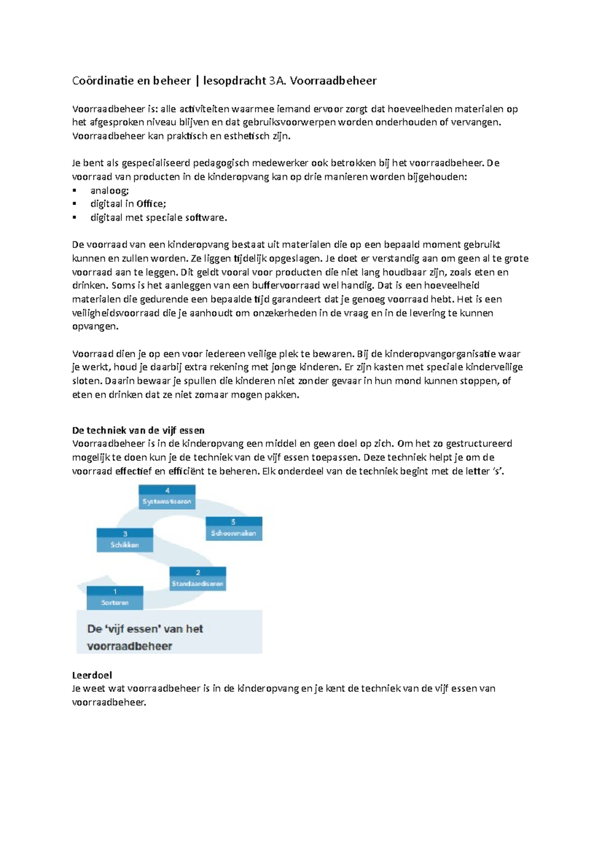 Lesopdracht 3A. Voorraadbeheer - Coördinatie en beheer | lesopdracht 3A ...