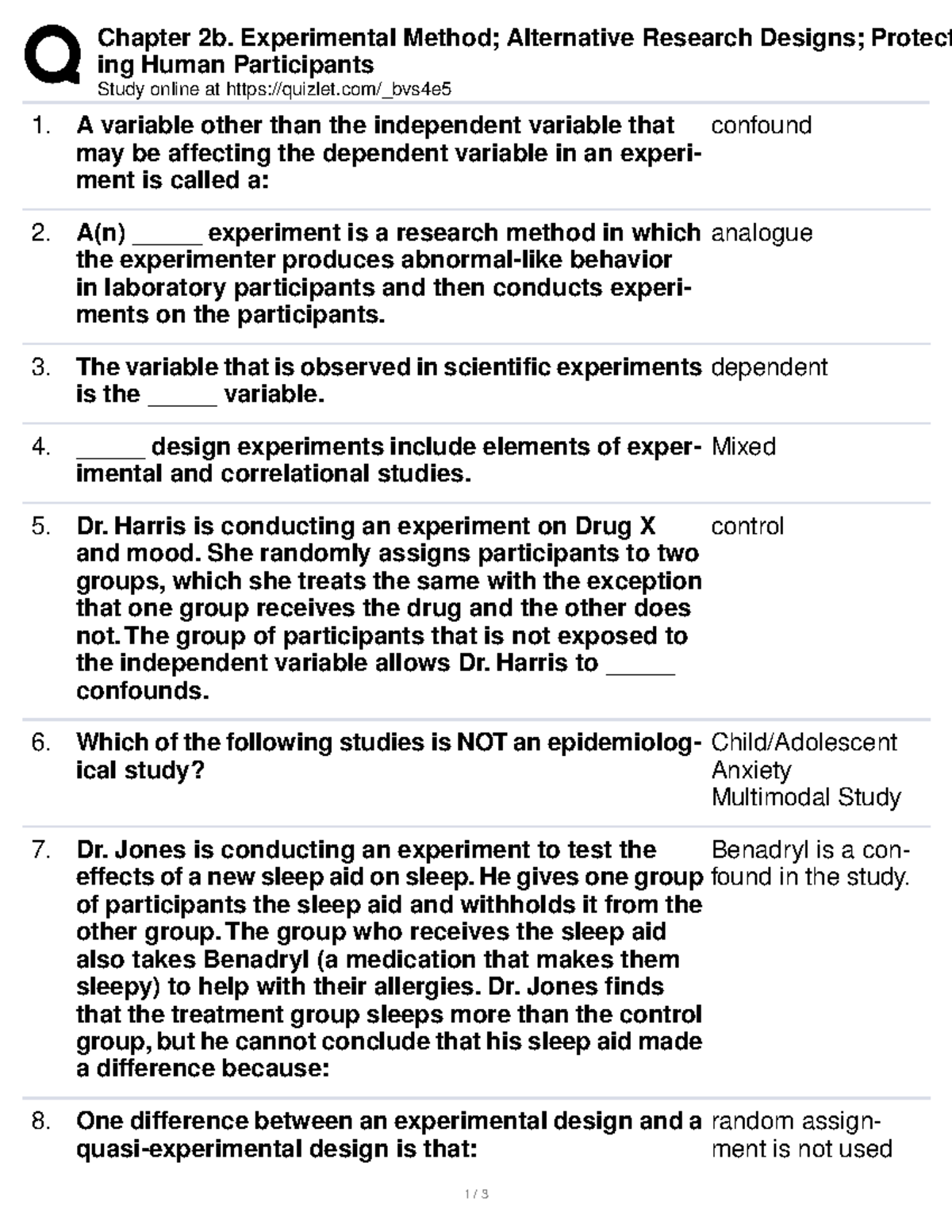 Chapter 2b. Experimental Method Alternative Research Designs Protecting ...