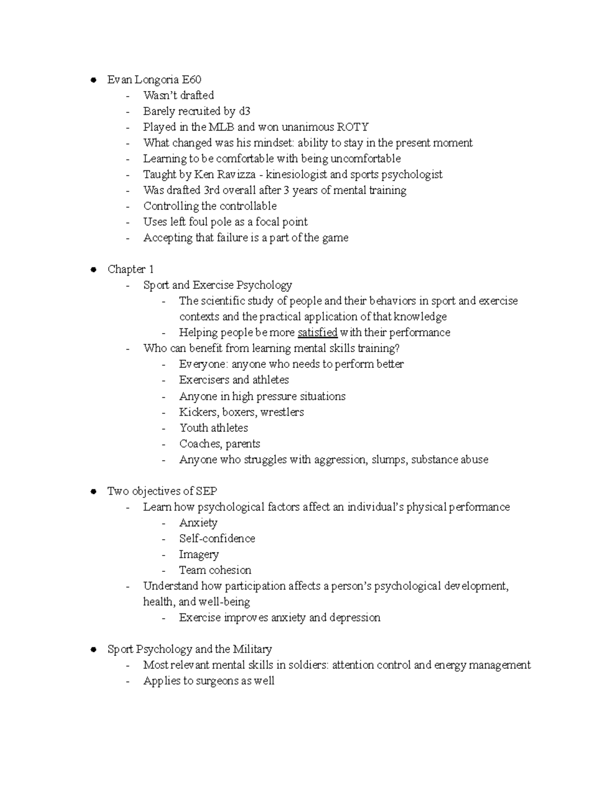 Sport Psych Ch 1-3 - Detailed and organized notes on all of the ...