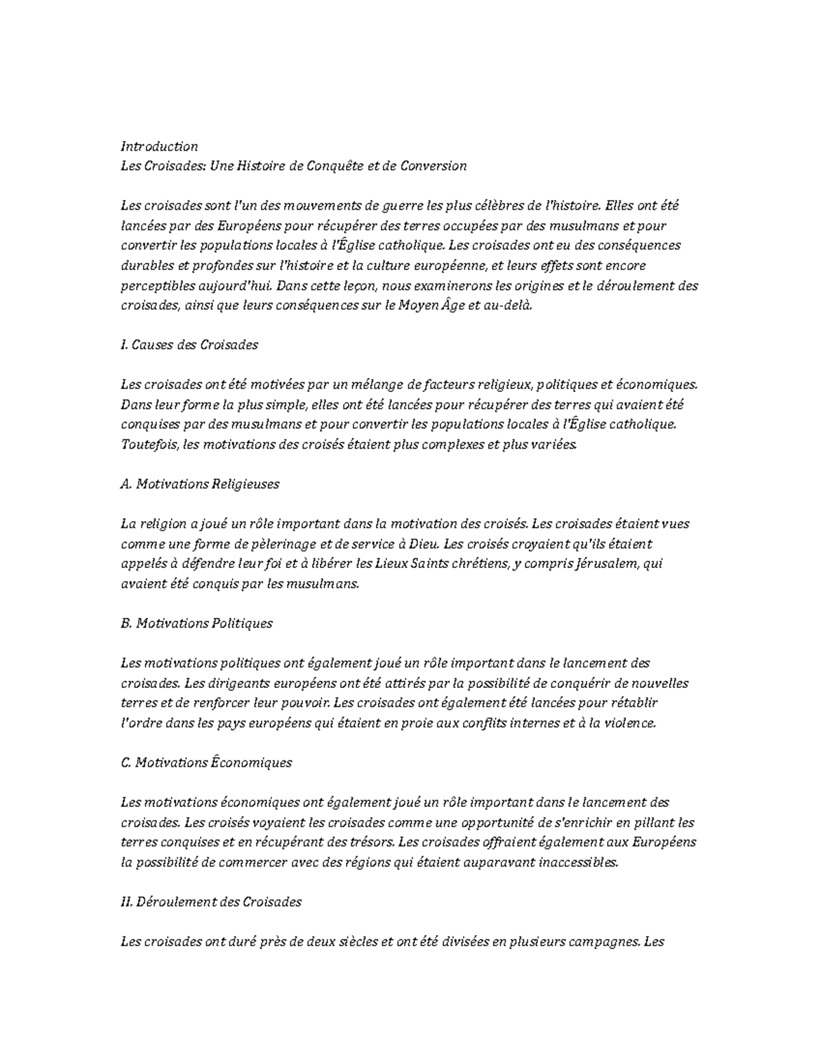 History of the Crusades Notes de cours - Introduction Les Croisades ...