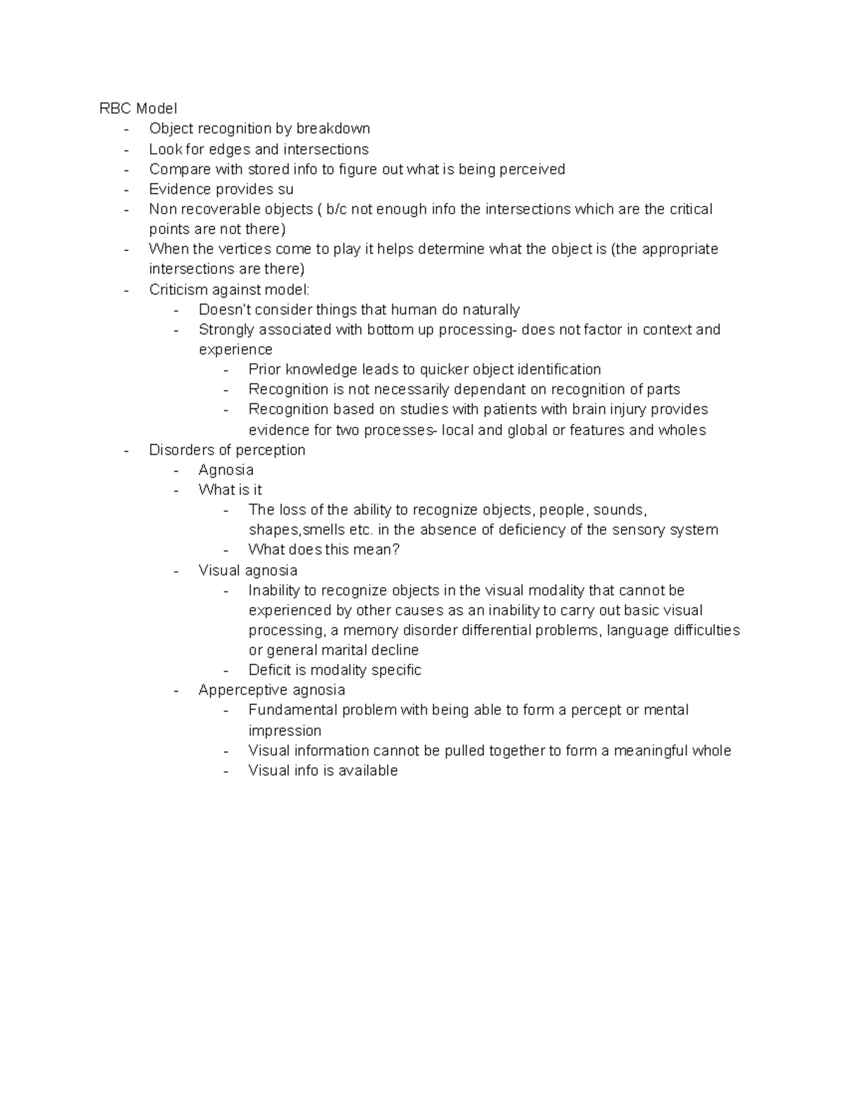 Sensation and Perception - RBC Model - Object recognition by breakdown ...