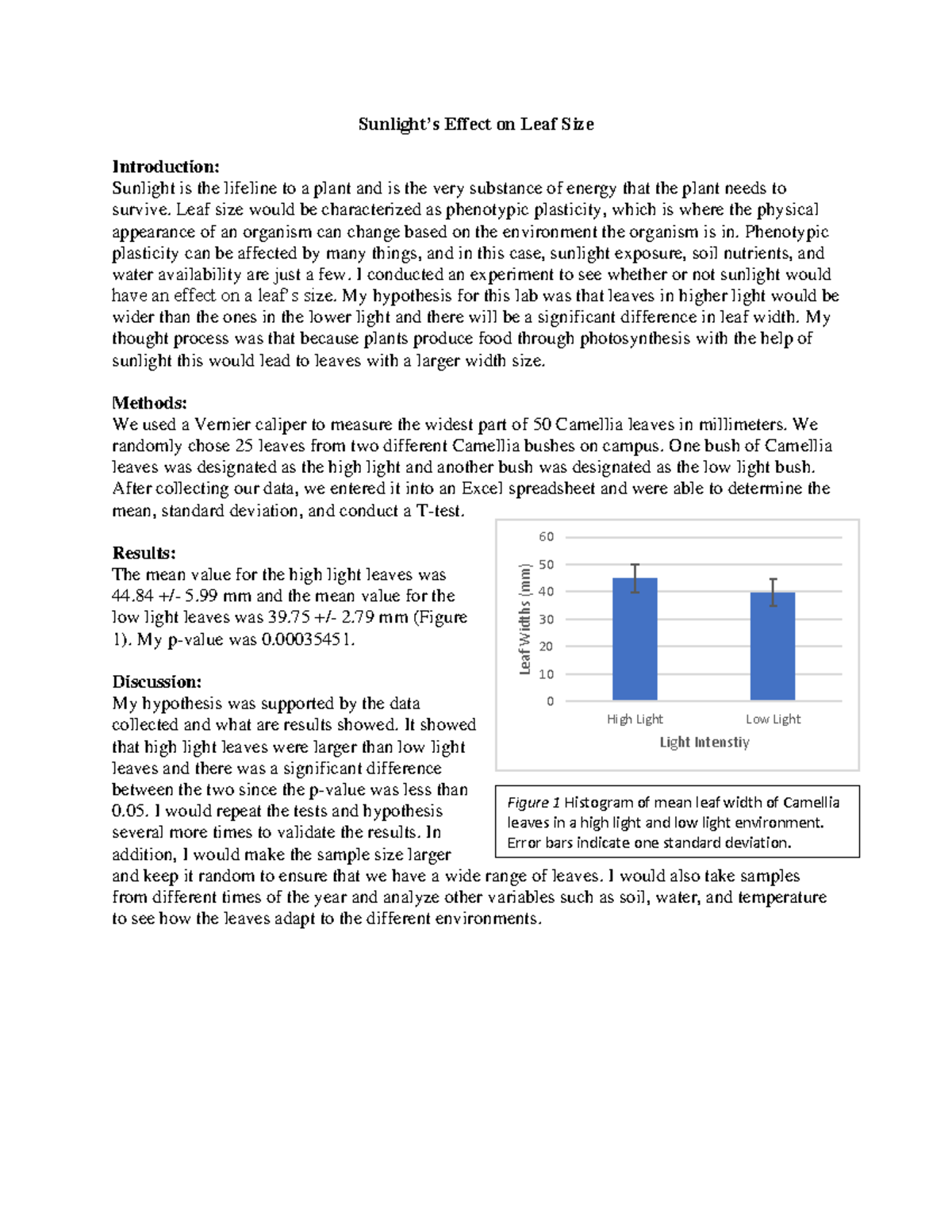 Lab Report 1 with graph, results, and discussion - Sunlight’s Effect on ...