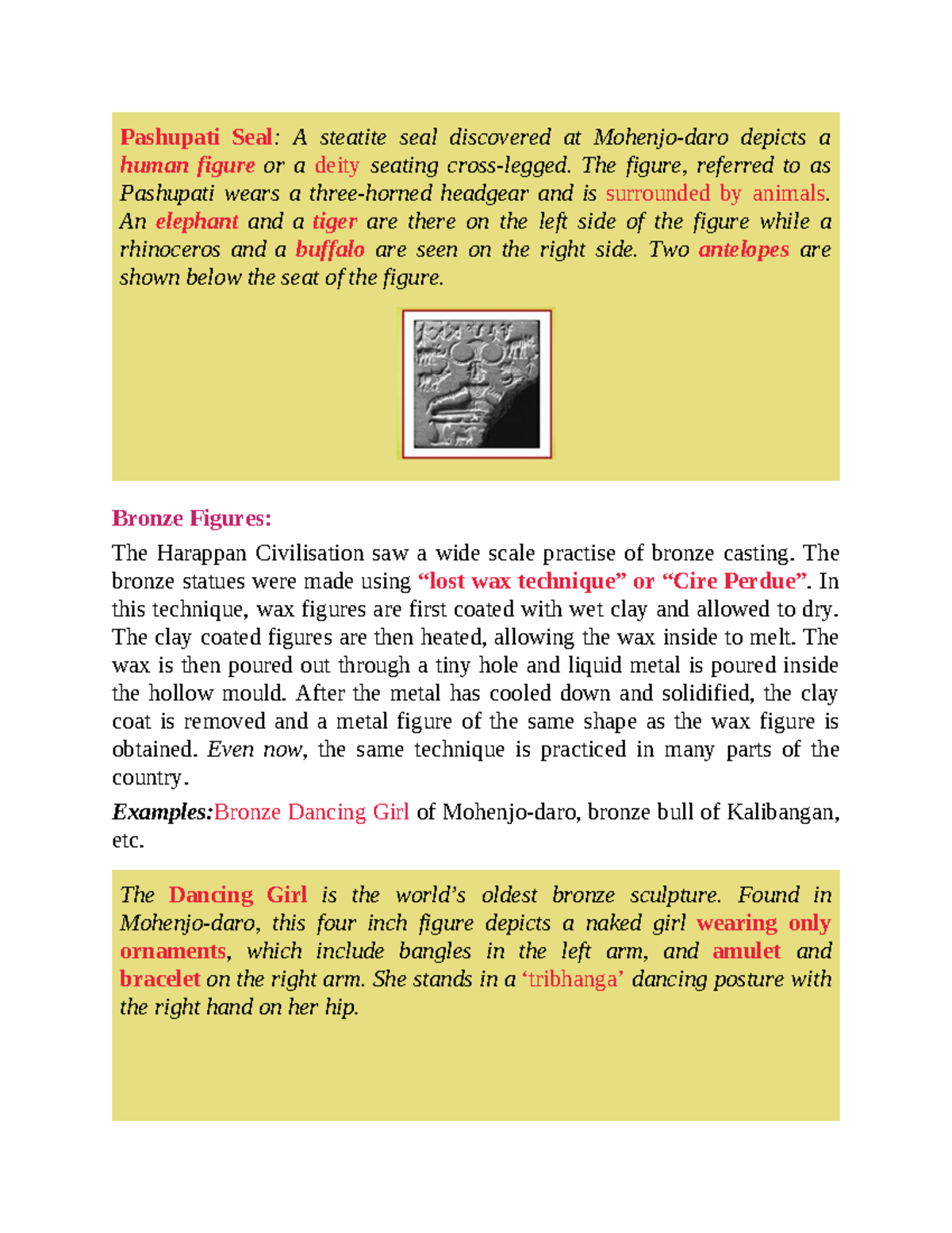 8 - indian art and culture - Pashupati Seal : A steatite seal discovered at Mohenjo-daro depicts ...