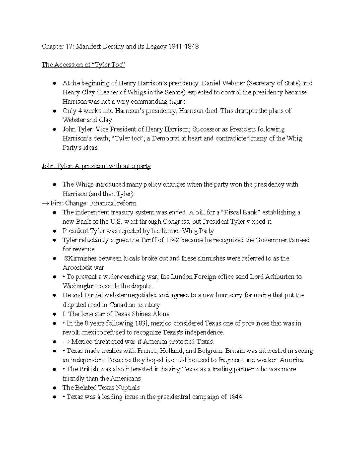 Apush Notes - WOOP - Chapter 17: Manifest Destiny and its Legacy 1841 ...