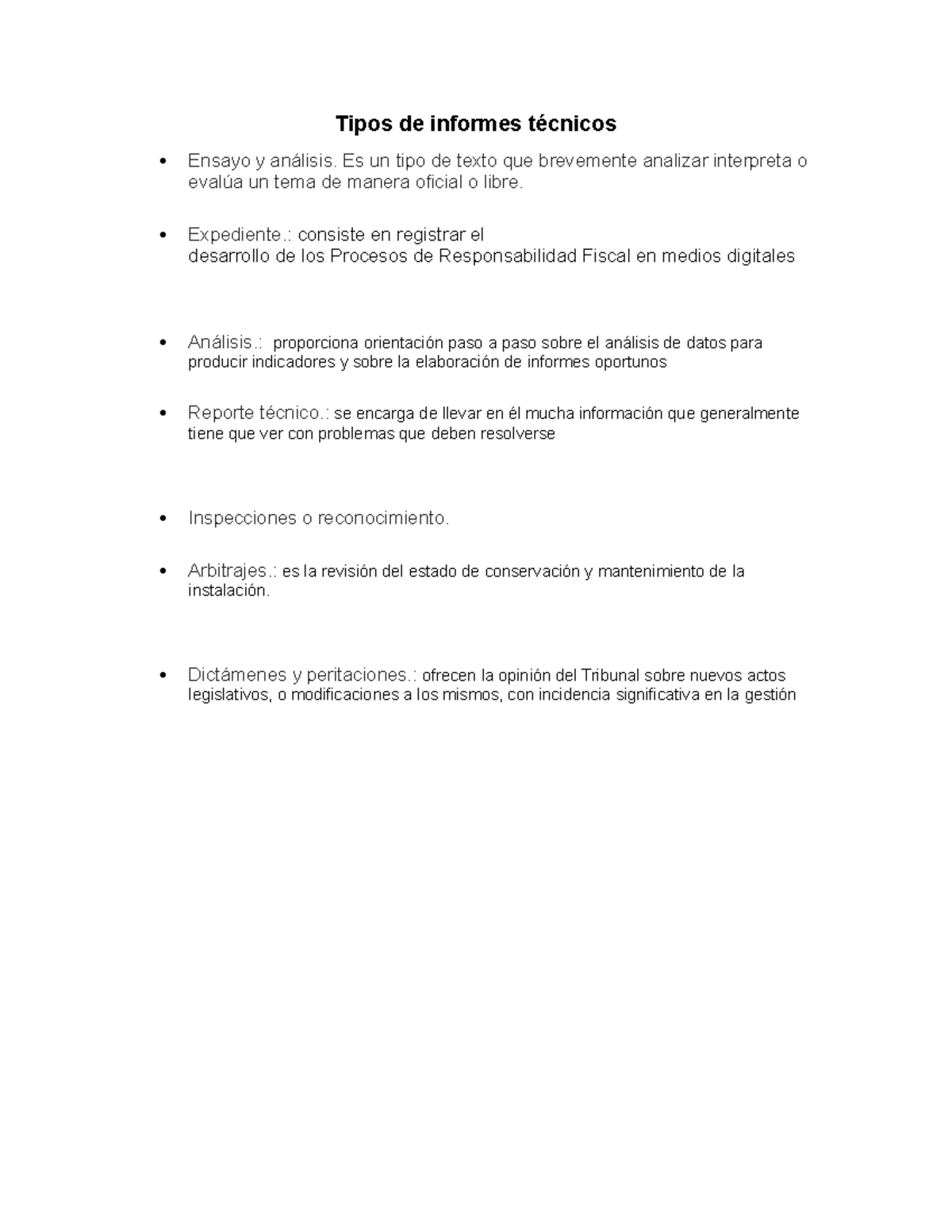 Tipos de informes técnicos - Tipos de informes técnicos Ensayo y ...