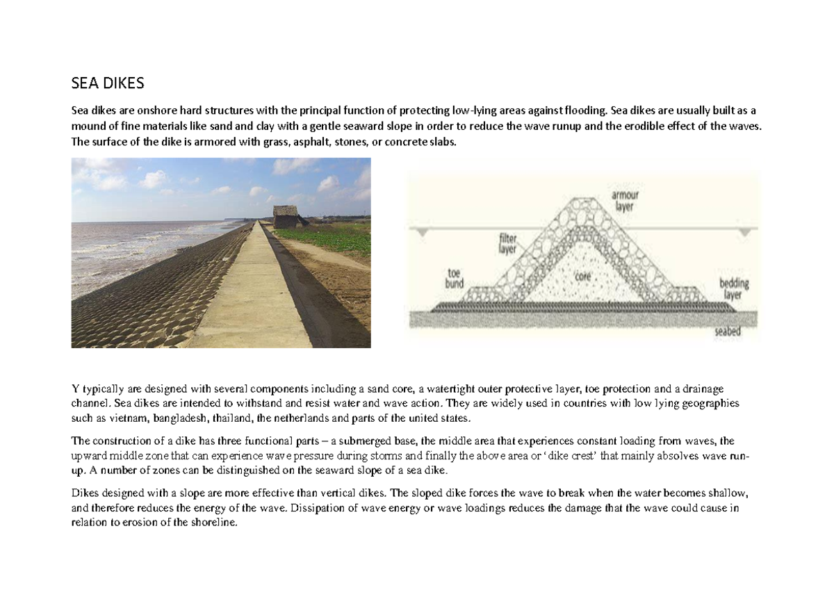 SEA Dikes - Assignment - SEA DIKES Sea dikes are onshore hard ...