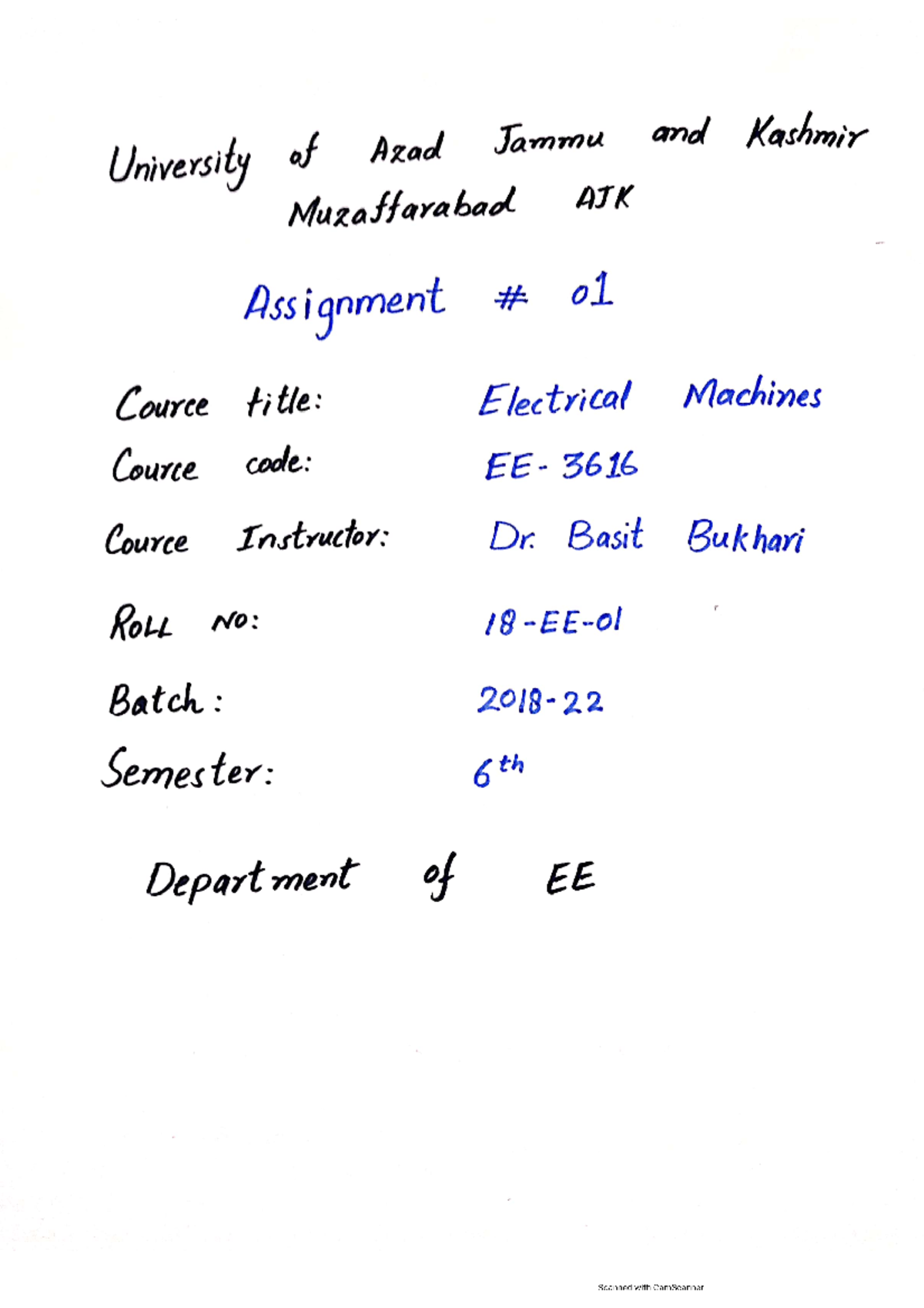 Assignment 01 18-EE-01 EM - Electrical engineering - Studocu