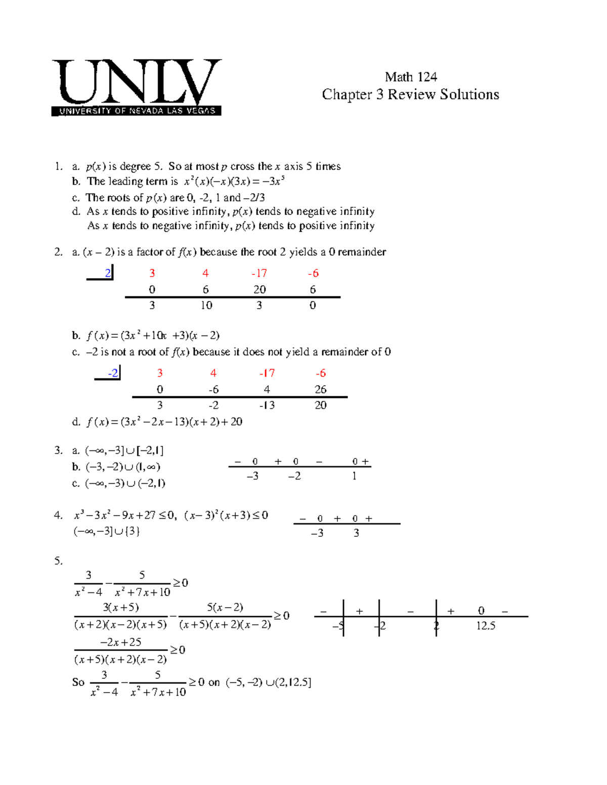 Review 03-Soln - Math 124 Chapter 3 Review Solutions 1. a. b. c. d. p(x ...