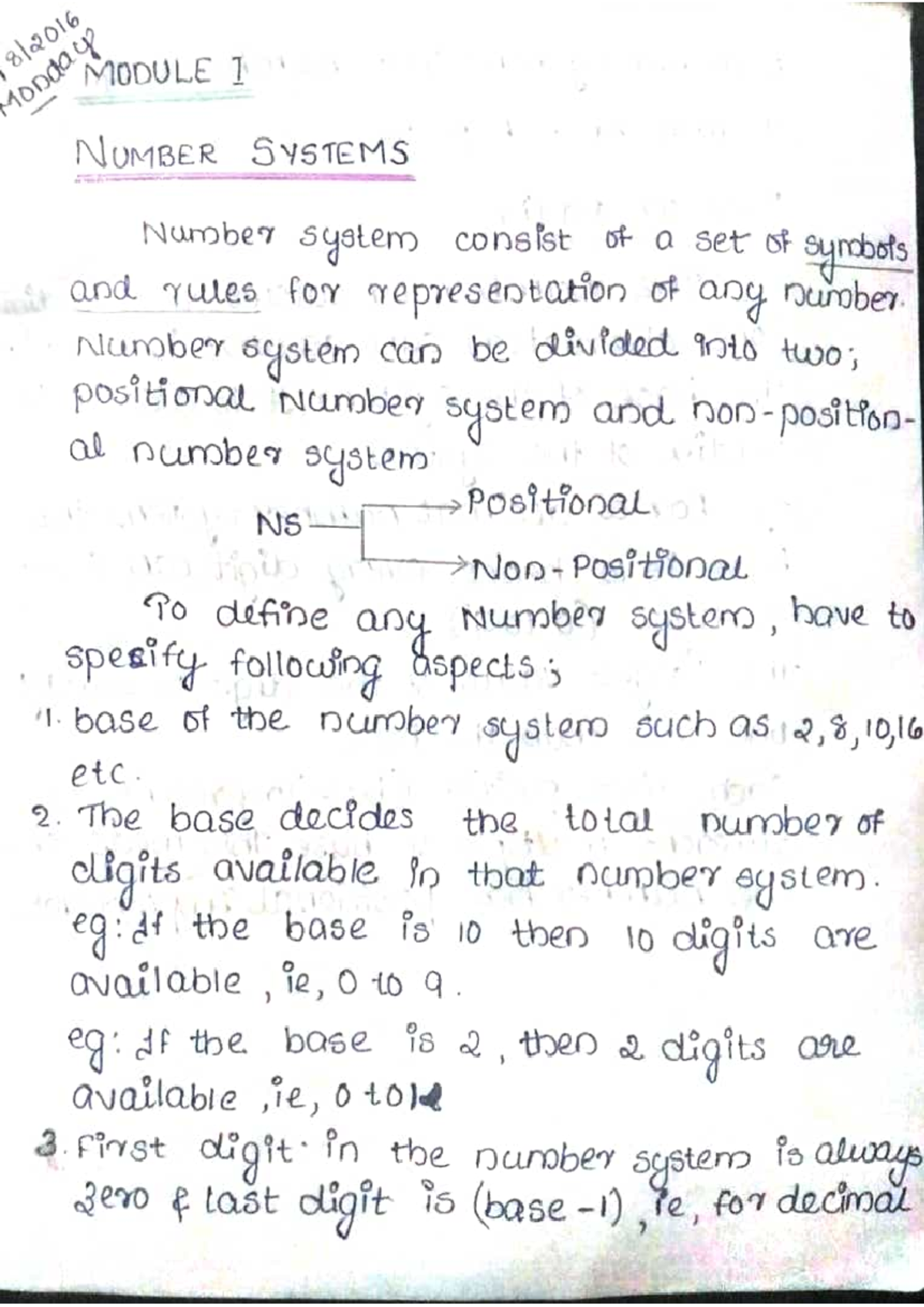 Number system - Base or Radix - Digital Electronics - Studocu