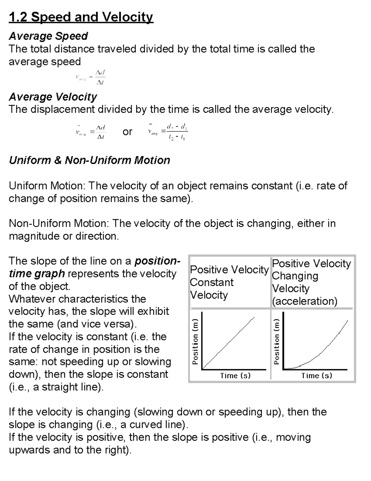 1.2 Speed and Velocity - jjjj - 1 Speed and Velocity Average Speed The ...