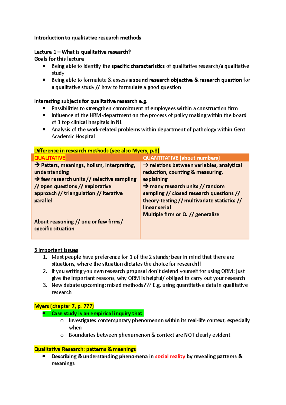 Introduction to qualitative research methods (Summary) - Introduction ...