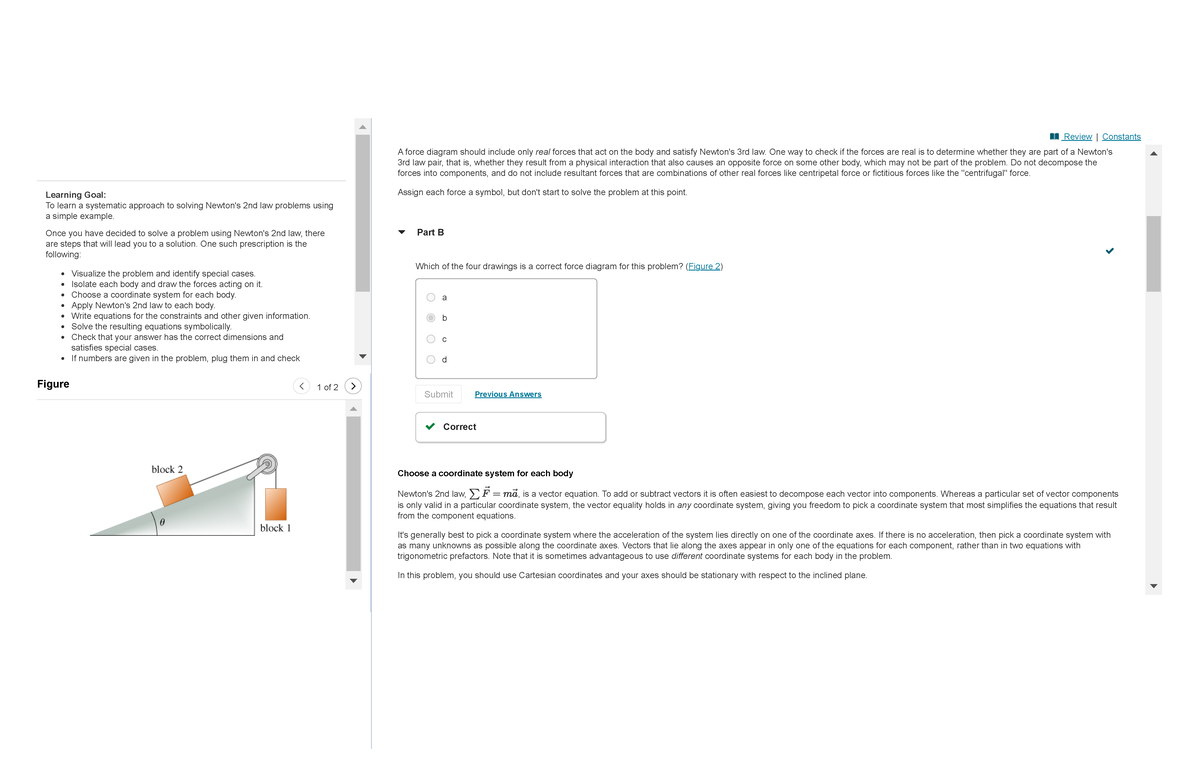 Mastering Physics Ch 04 HW - Applying Newton's 2nd Law 2 - 1 of 2 ...