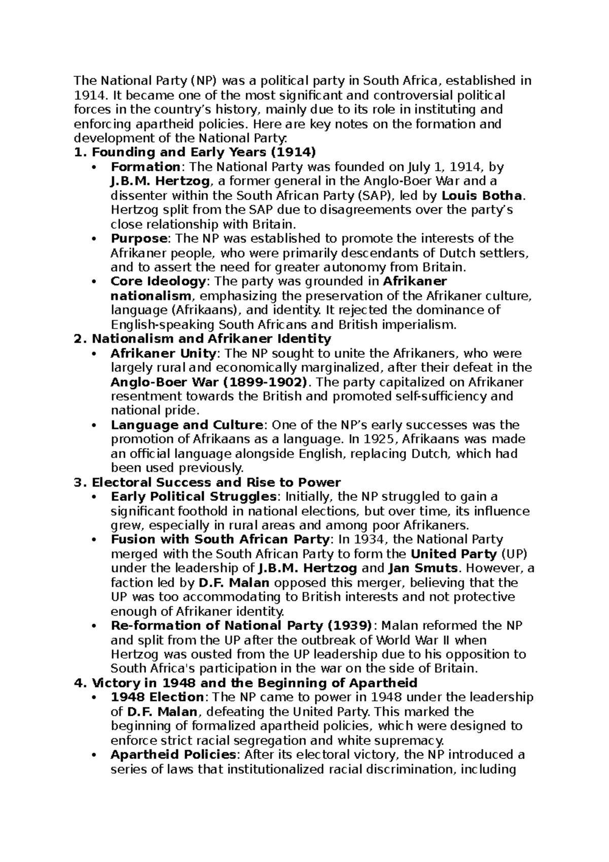 The National Party Notes - The National Party (NP) was a political ...