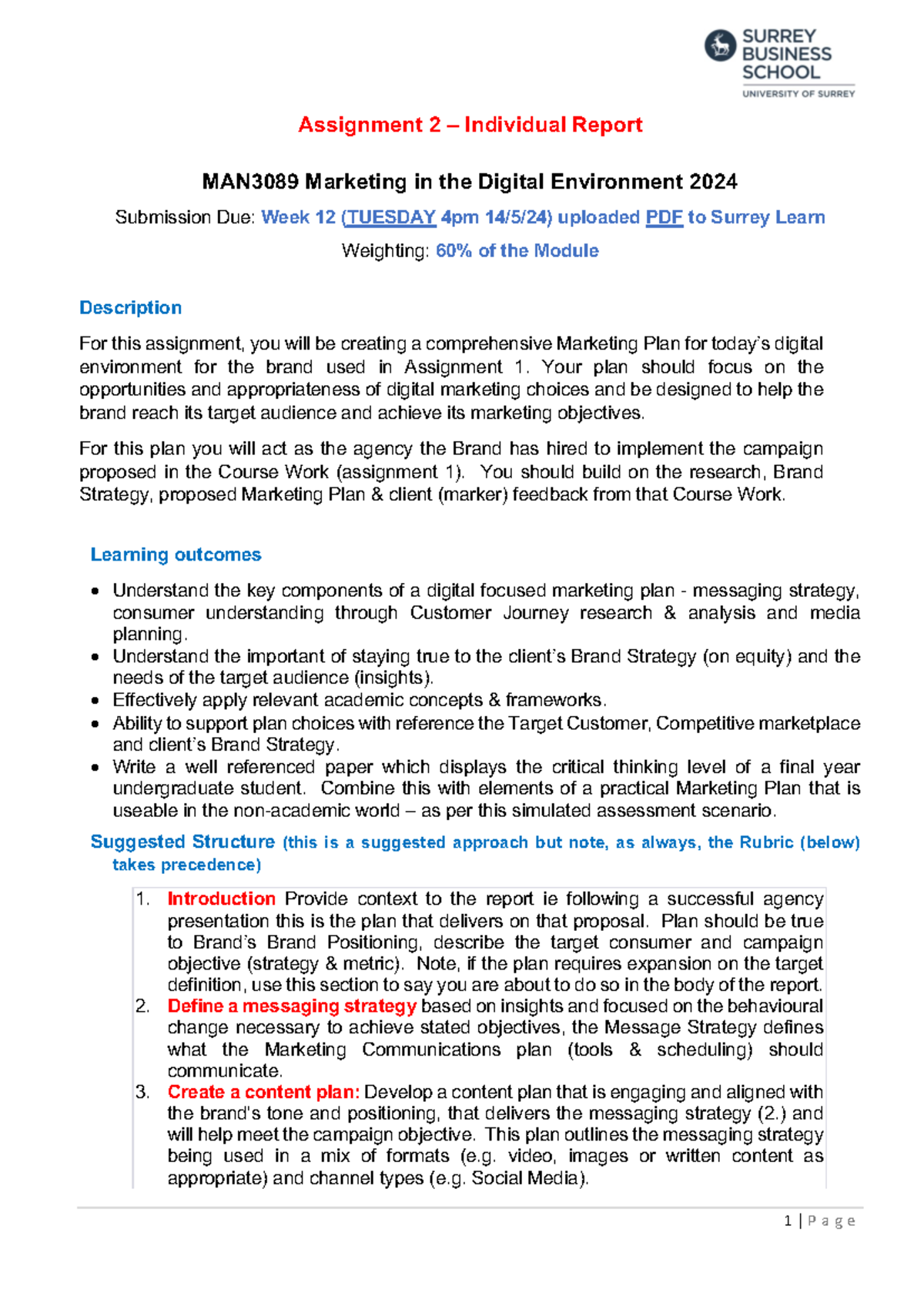 Assessment 2 Individual Report Outline-clarification - 1 | P a g e ...