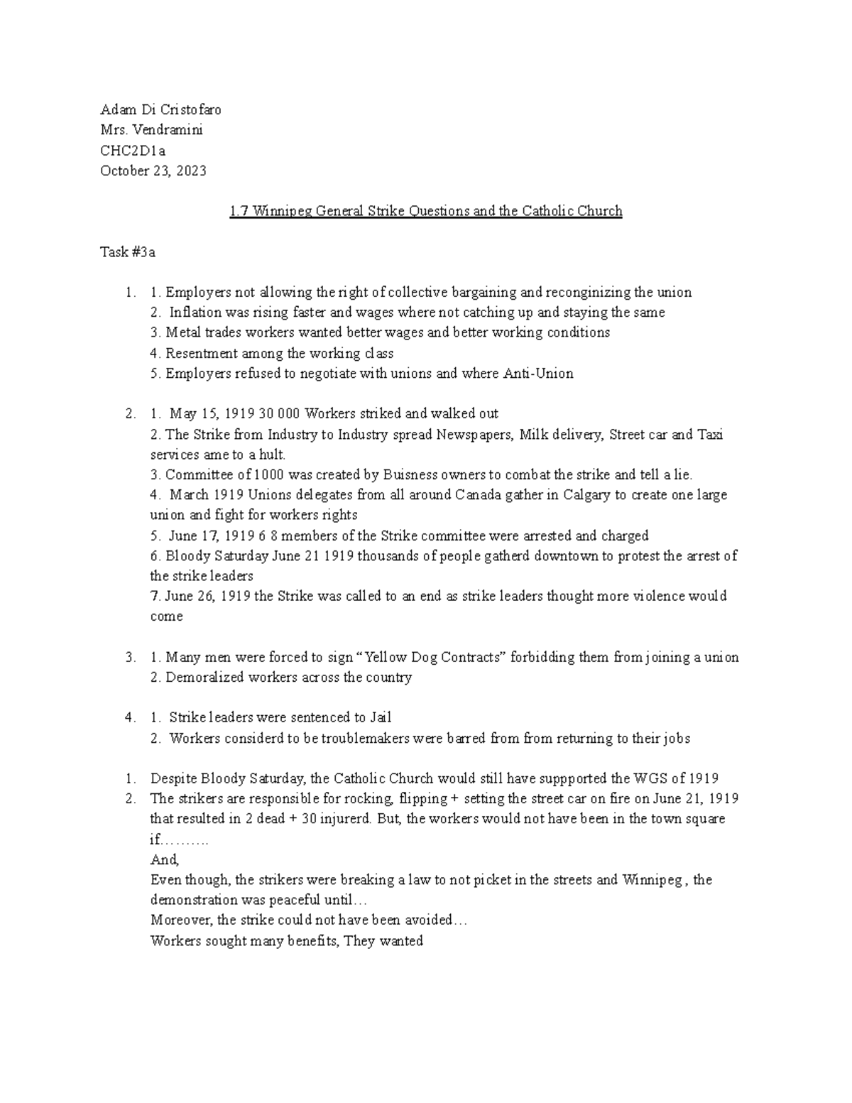 1.7 History Winnipeg General Strike - Adam Di Cristofaro Mrs ...
