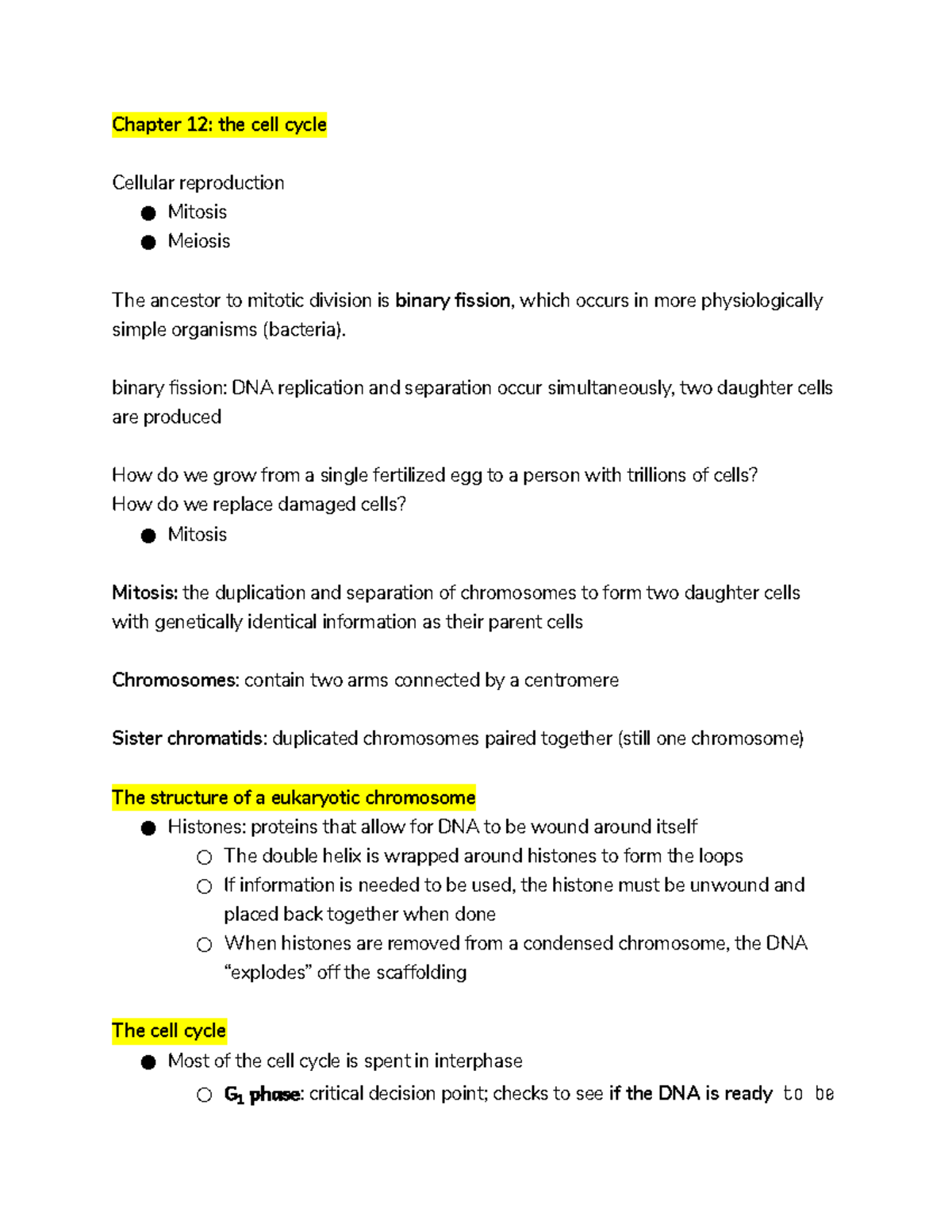 Cell cycle bio 101 - Chapter 12: the cell cycle Cellular reproduction ...