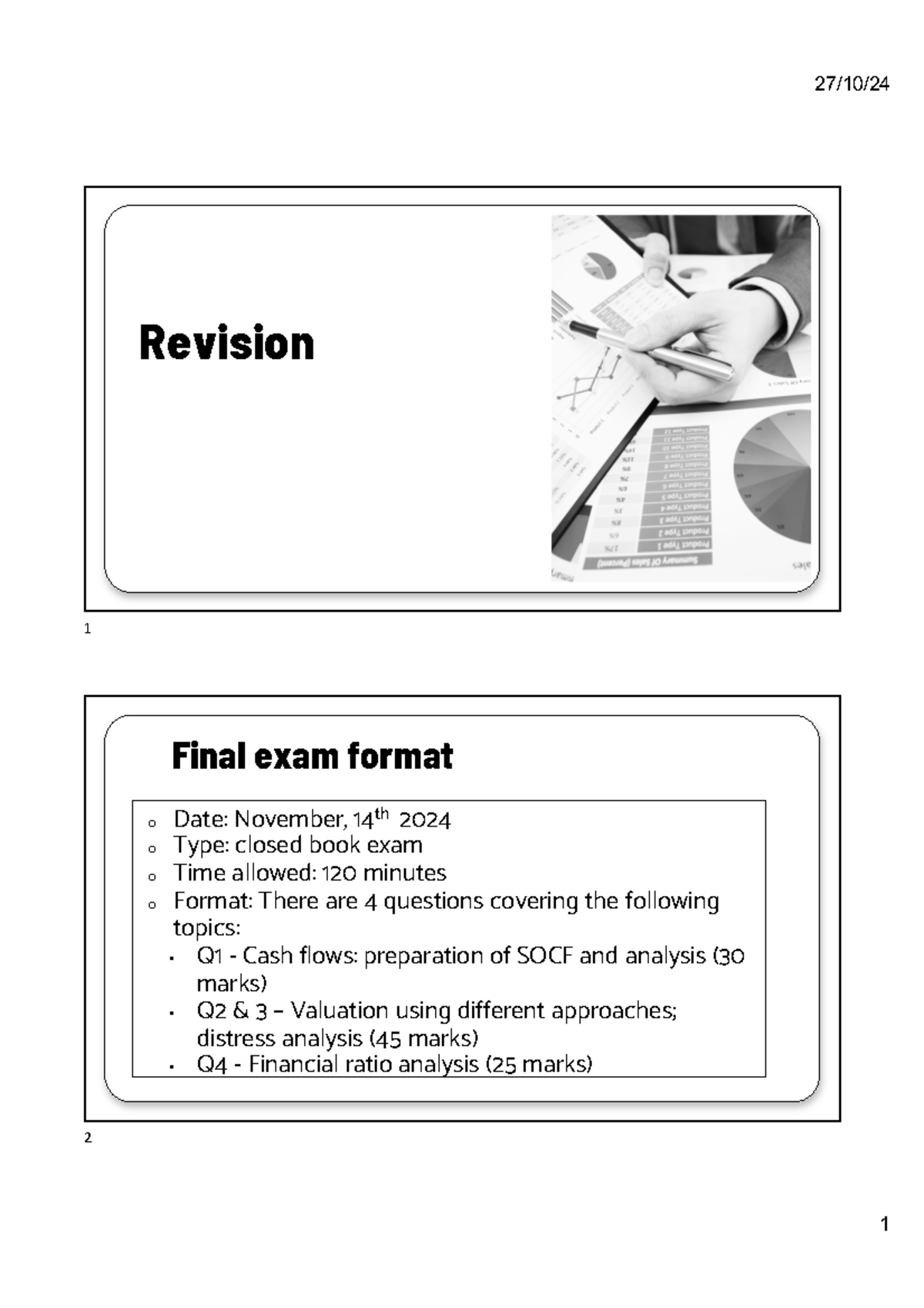 FSA - Lec 13 - Revision - Handout 2 slides - Revision This Photo by ...