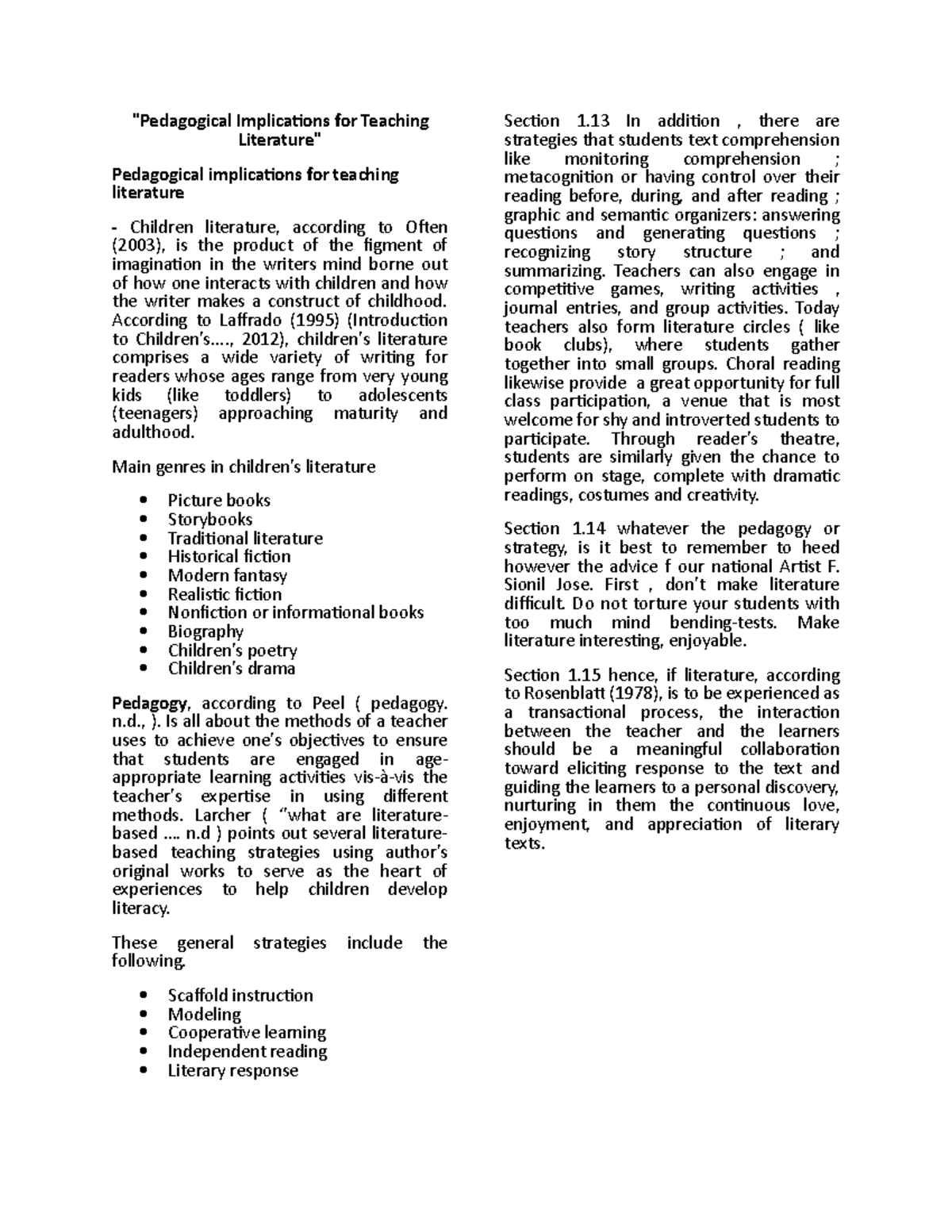 English handouts final - "Pedagogical Implications for Teaching ...