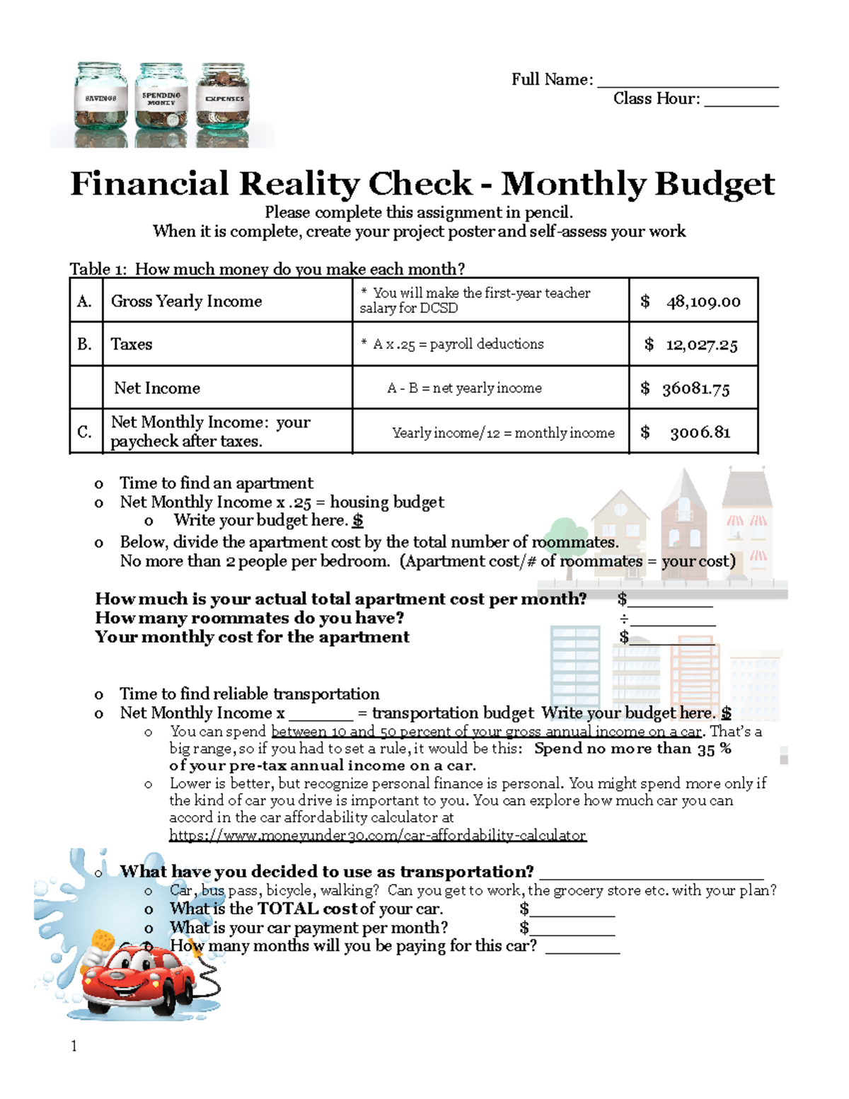 Financial Reality Check + project rubric - Full Name ...