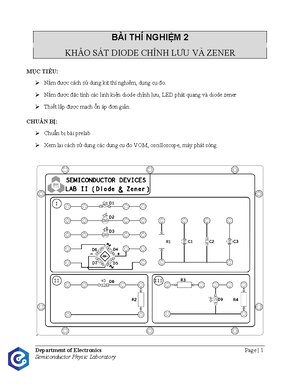 1 VLBD 2022 LAB3 - Thí nghiệm VLBD - CÁC MẠCH ỨNG DỤNG CỦA DIODE MỤC TIÊU: Nắm được cách sử dụng ...