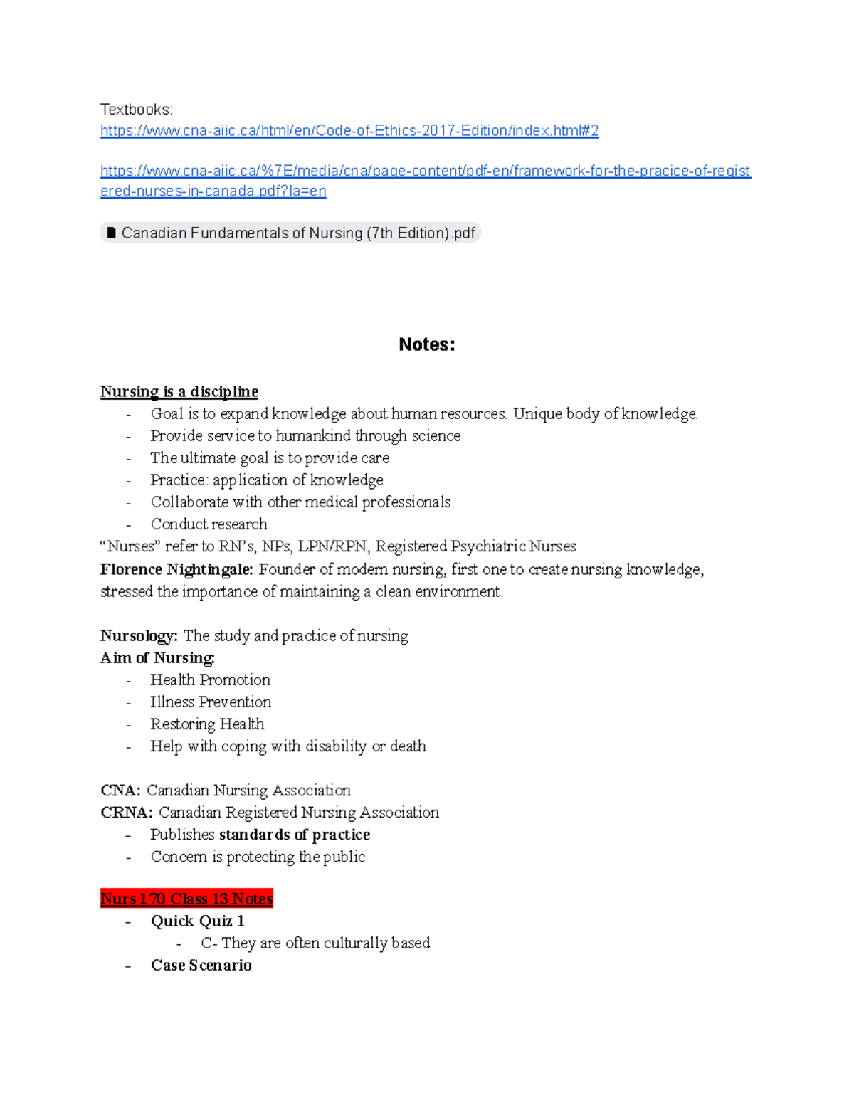 Nurs 170 Notes - Textbooks: cna-aiic/html/en/Code-of-Ethics-2017 ...